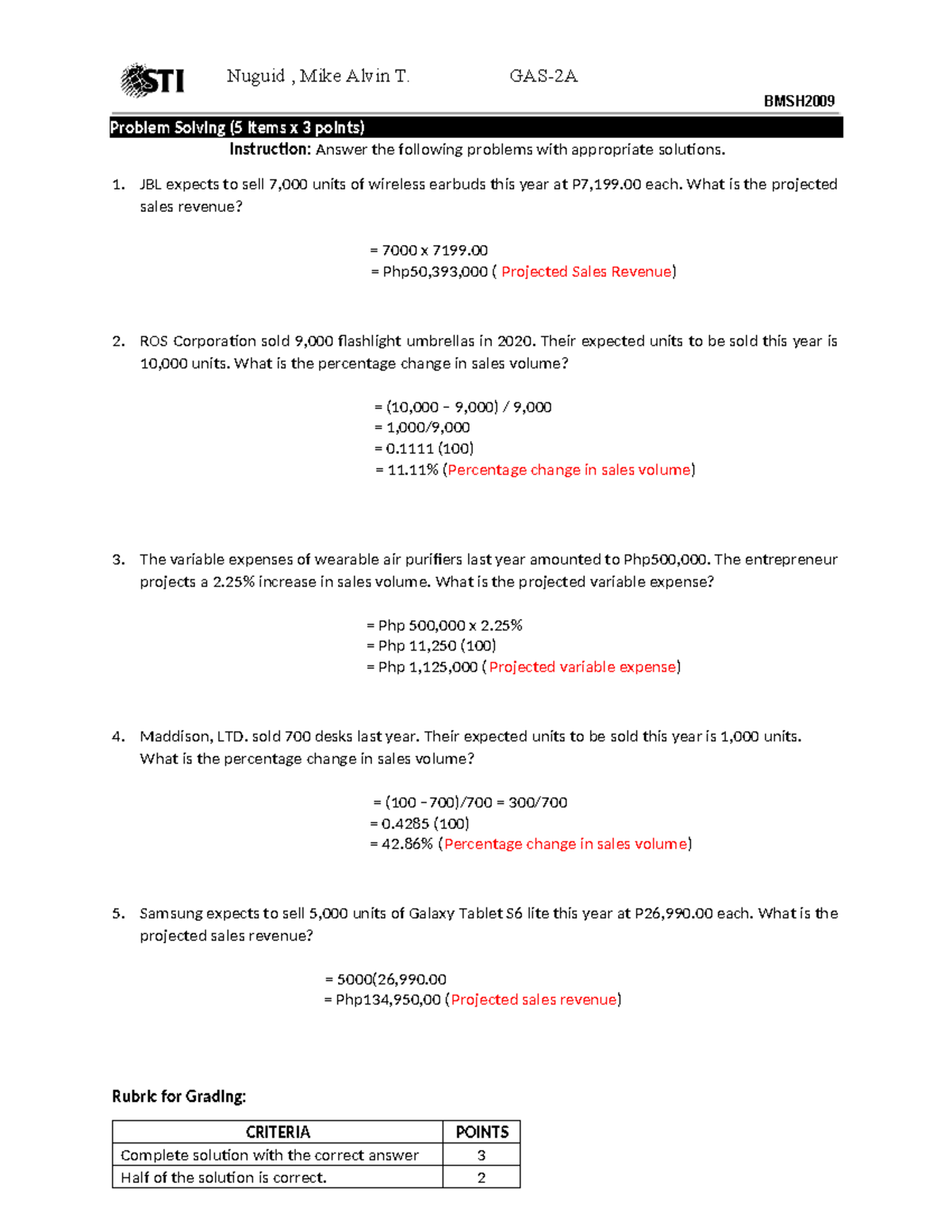06 Quiz 13-answer 1 - quiz - Nuguid , Mike Alvin T. GAS-2A BMSH Problem ...