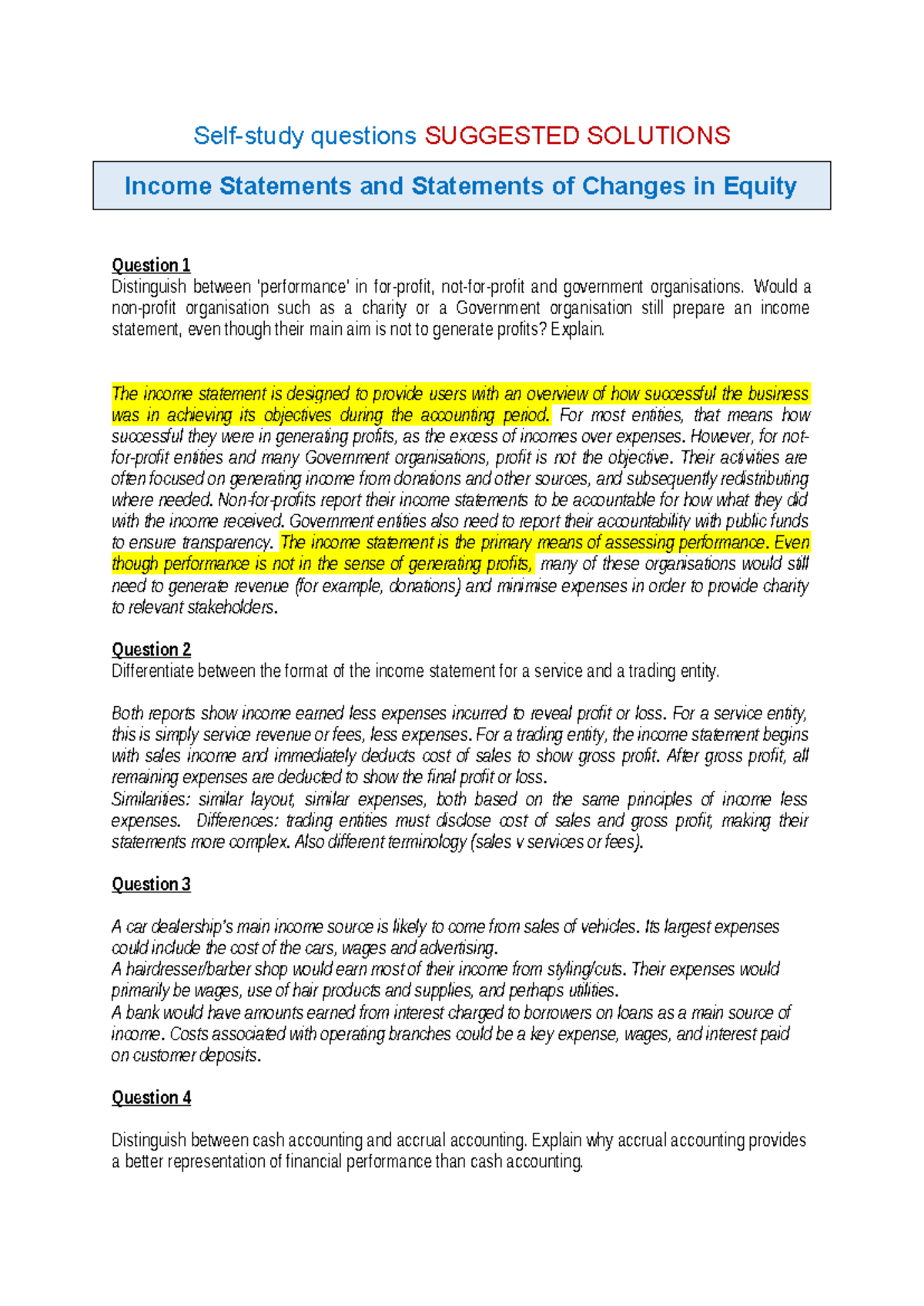 Topic 2 Self-study questions Solutions - Self-study questions SUGGESTED ...