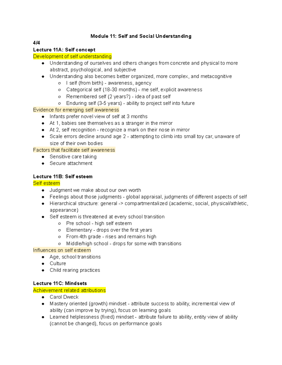 Module 11 Psyc 2300 Dr Karen Bartsch Spring 2022 Online Asynchronous Module 11 Self And
