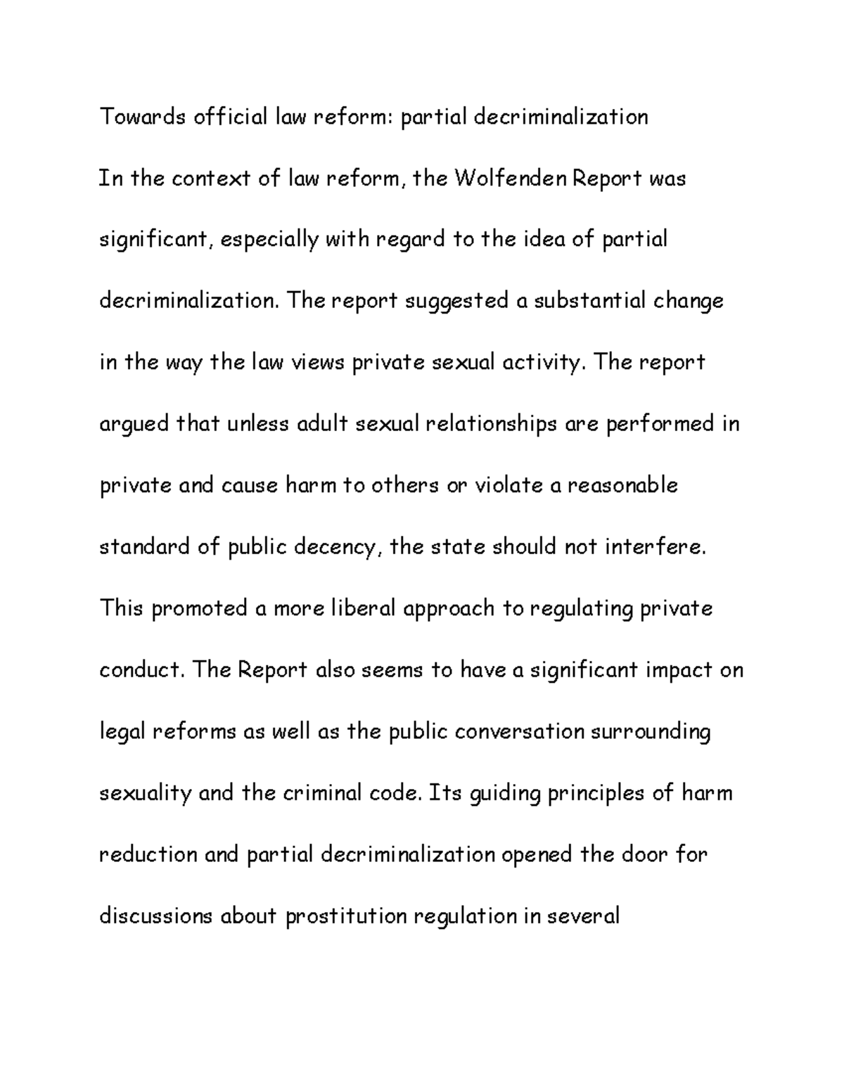 The Wolfenden Report - The report suggested a substantial change in the ...
