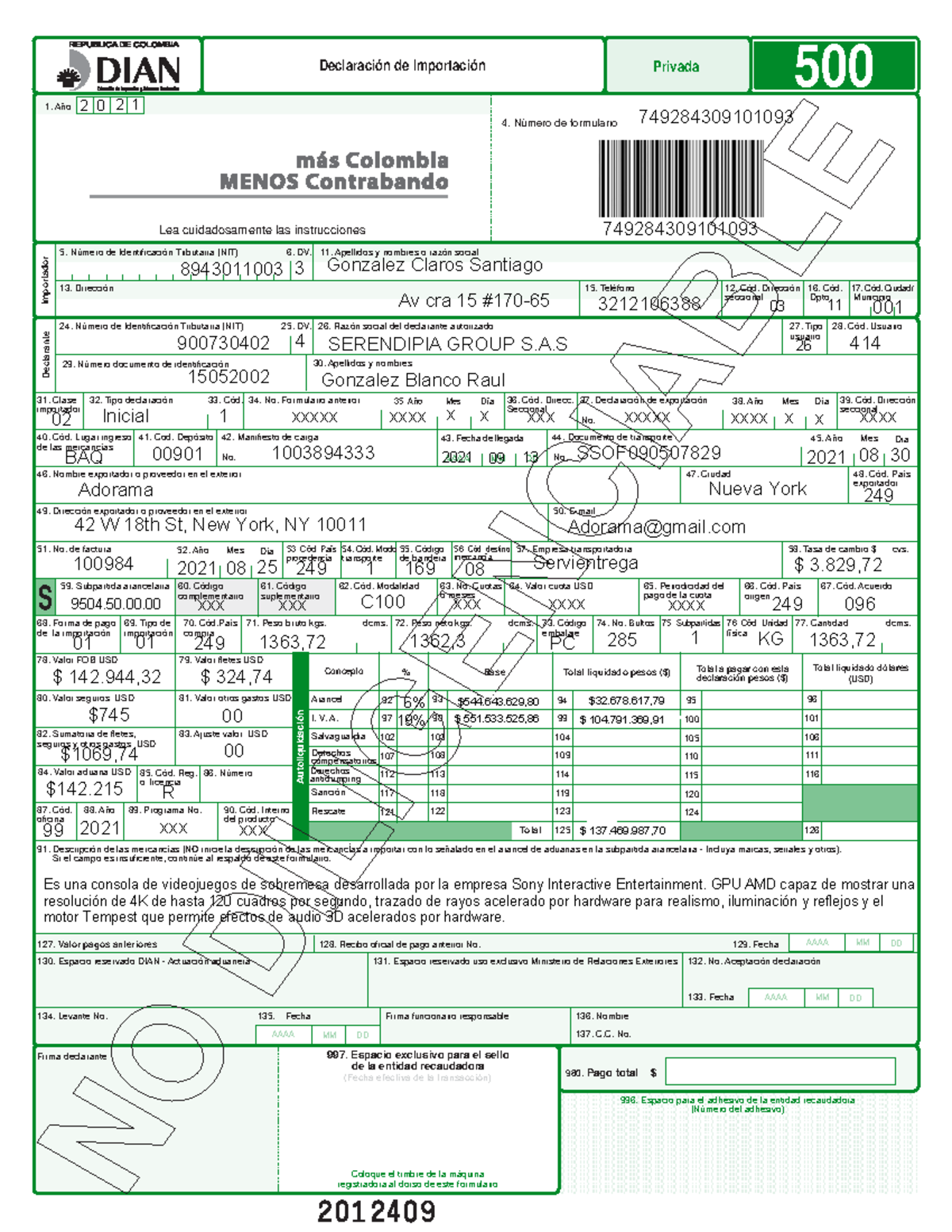 Formulario 500 Santiago Gonzalez - AAAA MM AAAA MM DD S AAAA MM DD ...