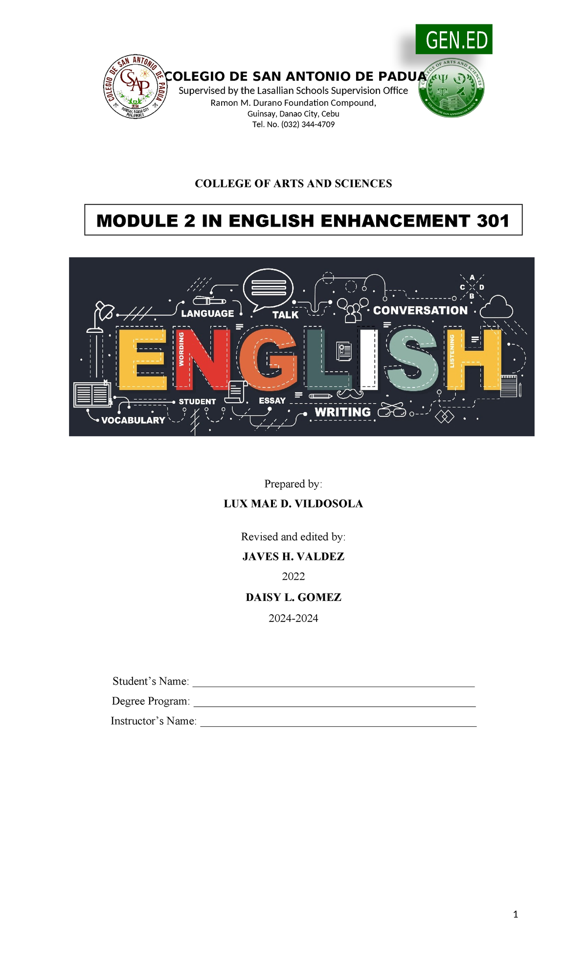 EE-301- Midterm- Module Revised - GEN COLEGIO DE SAN ANTONIO DE PADUA Supervised by the ...