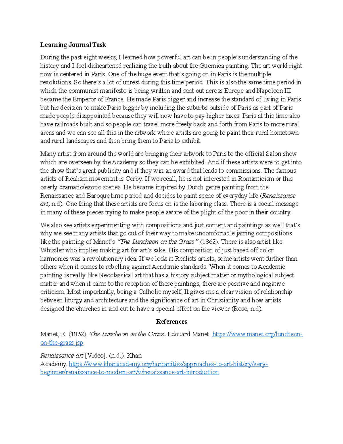 Ahist LJ Unit 8 - Art History Learning Journal Unit 8 - Learning ...