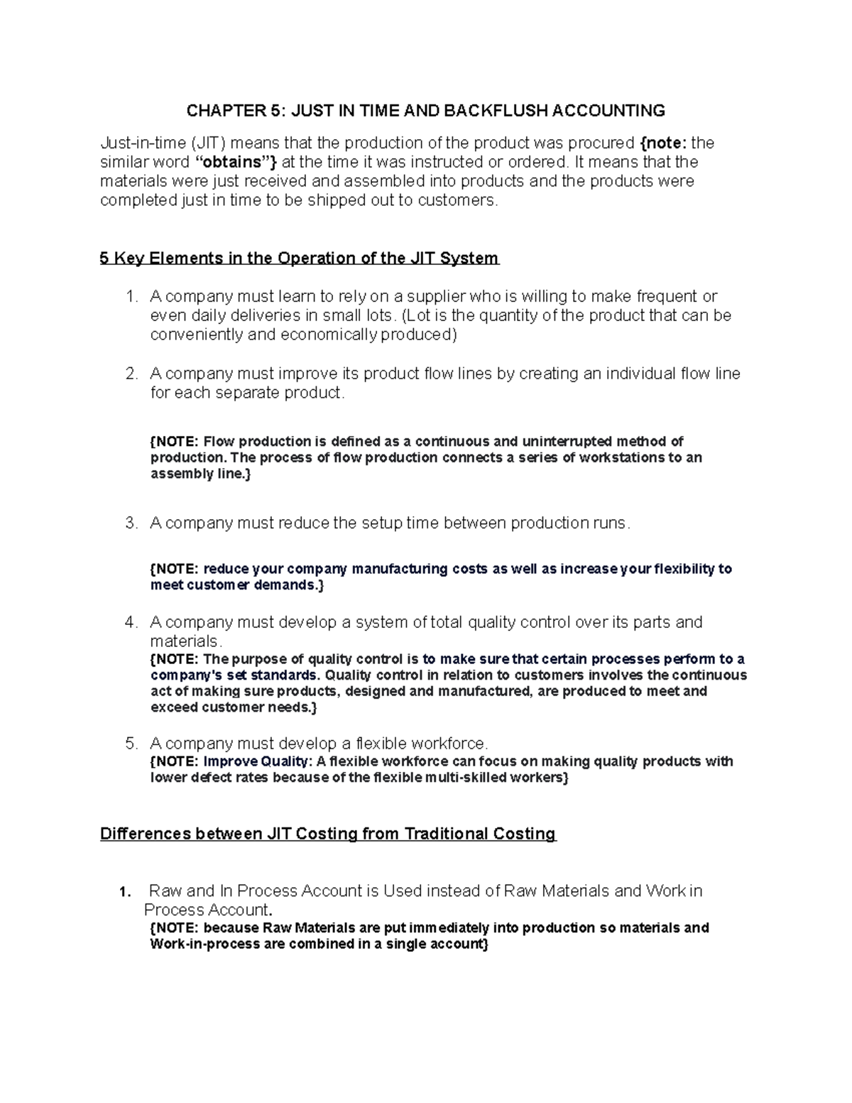 COST- Accounting- Report - CHAPTER 5: JUST IN TIME AND BACKFLUSH ACCOUNTING Just-in-time (JIT ...