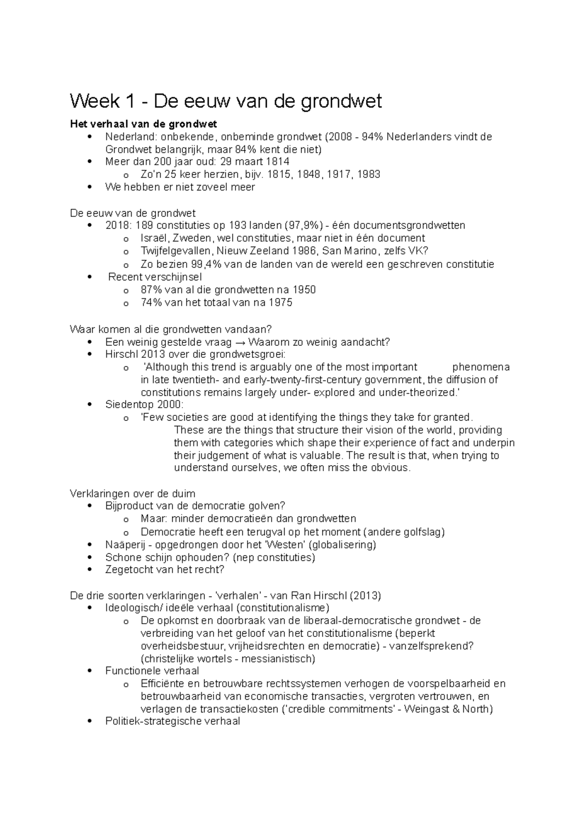 Week 1 Staatsrecht College Aantekeningen Uit Het Jaar 21 22 Van Het