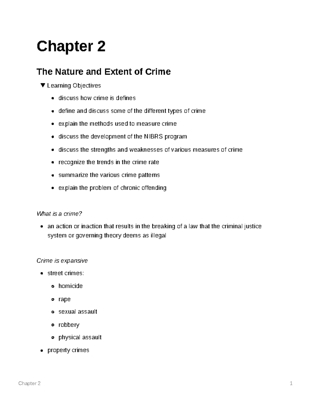 Chapter 2 Powerpoint Notes - Chapter 2 The Nature and Extent of Crime ...