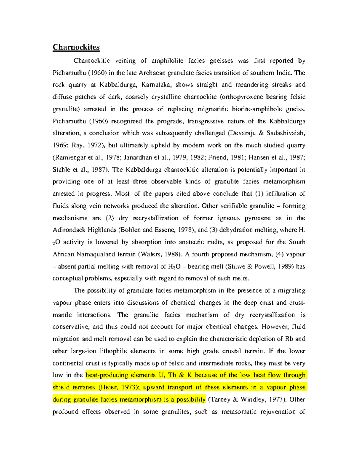 Charnockites - Lecture notes 4 - Charnockites Charnockitic veining of ...