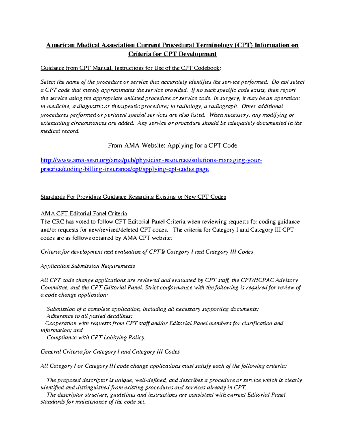 American Medical Association Current Procedural Terminology Information ...
