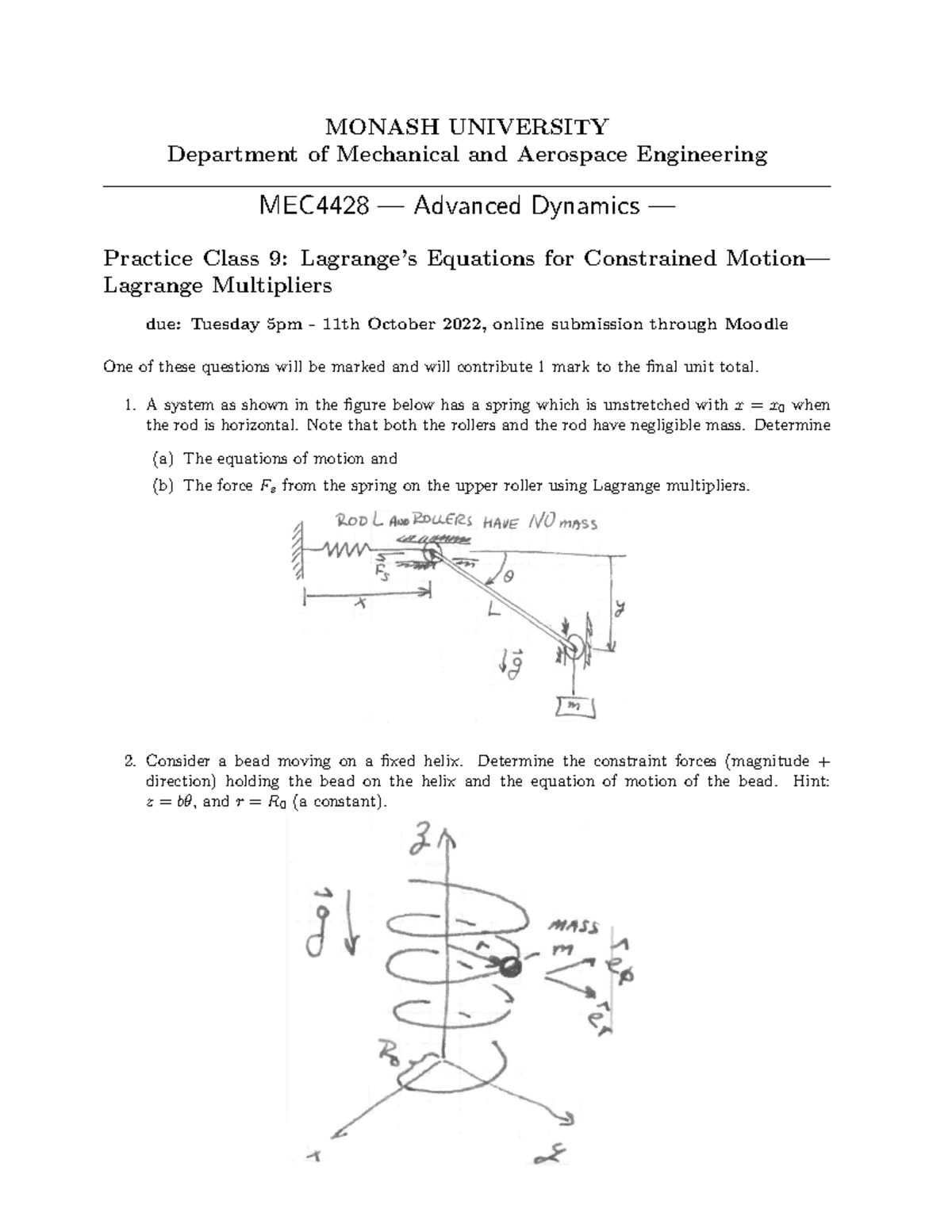 Tutorial 9 - prac questions - MONASH UNIVERSITY Department of ...