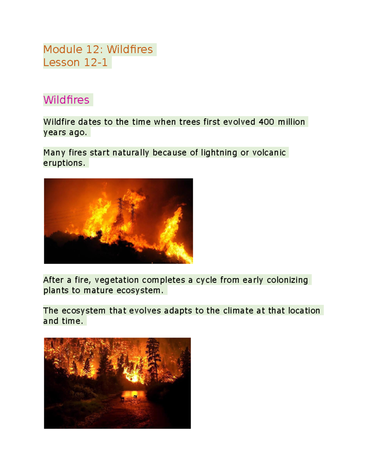 ESCI 1000 CHAP 12 - Chapter 12 notes - Module 12: Wildfires Lesson 12 ...