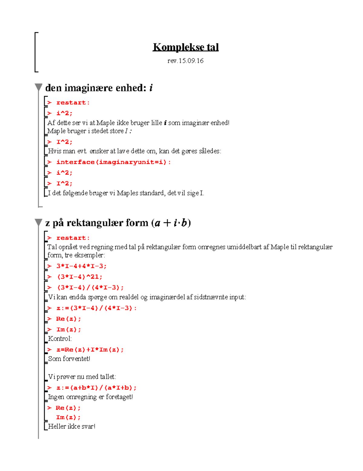 01a Komplekse Tal - Maple Materials for complex number ...