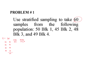 STS Reviewer - STRATIFIED SAMPLING Sample Problem #1 Use stratified ...