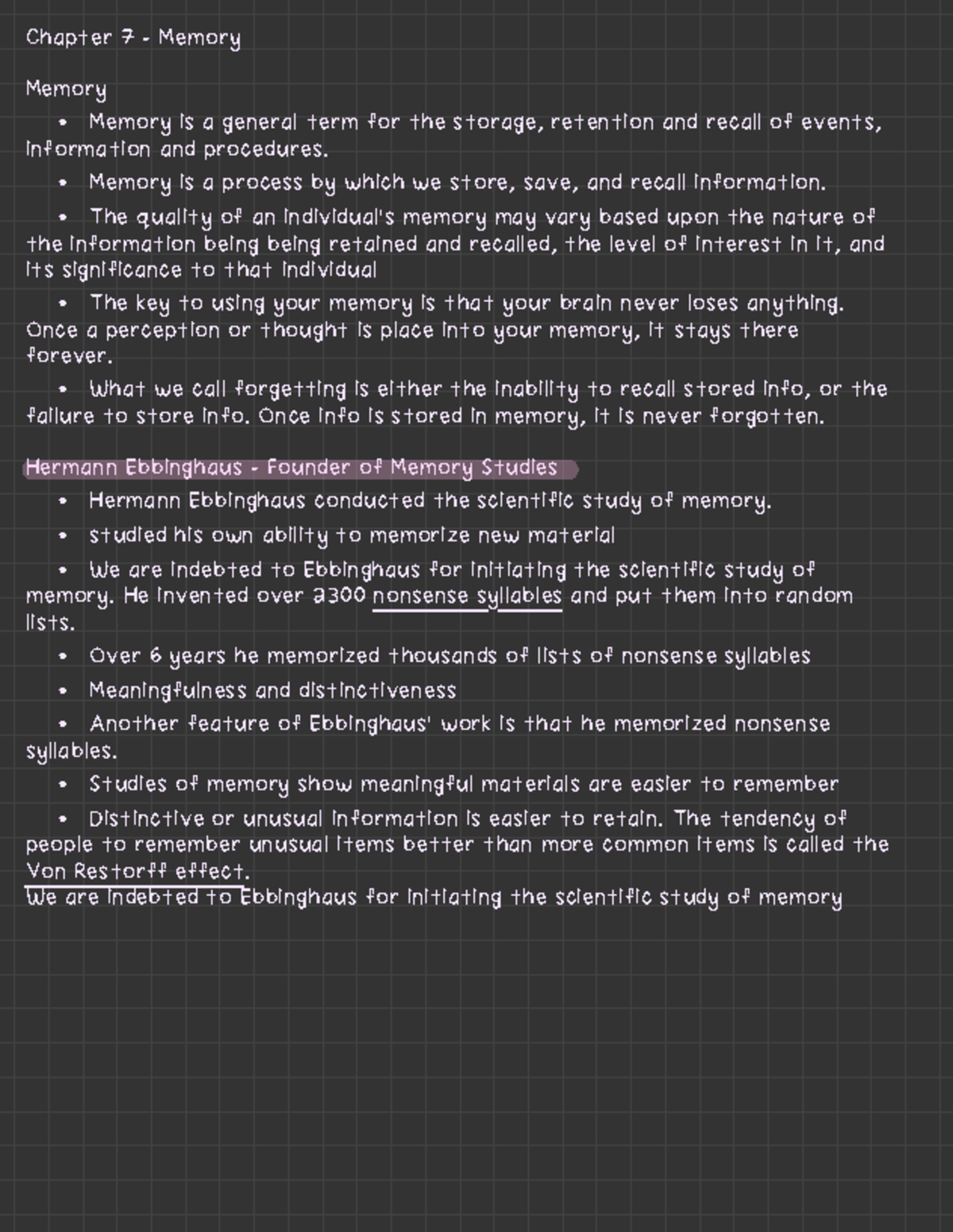 General psychology chapter 7 - Chapter 7 - Memory Memory Memory is a general term for the ...