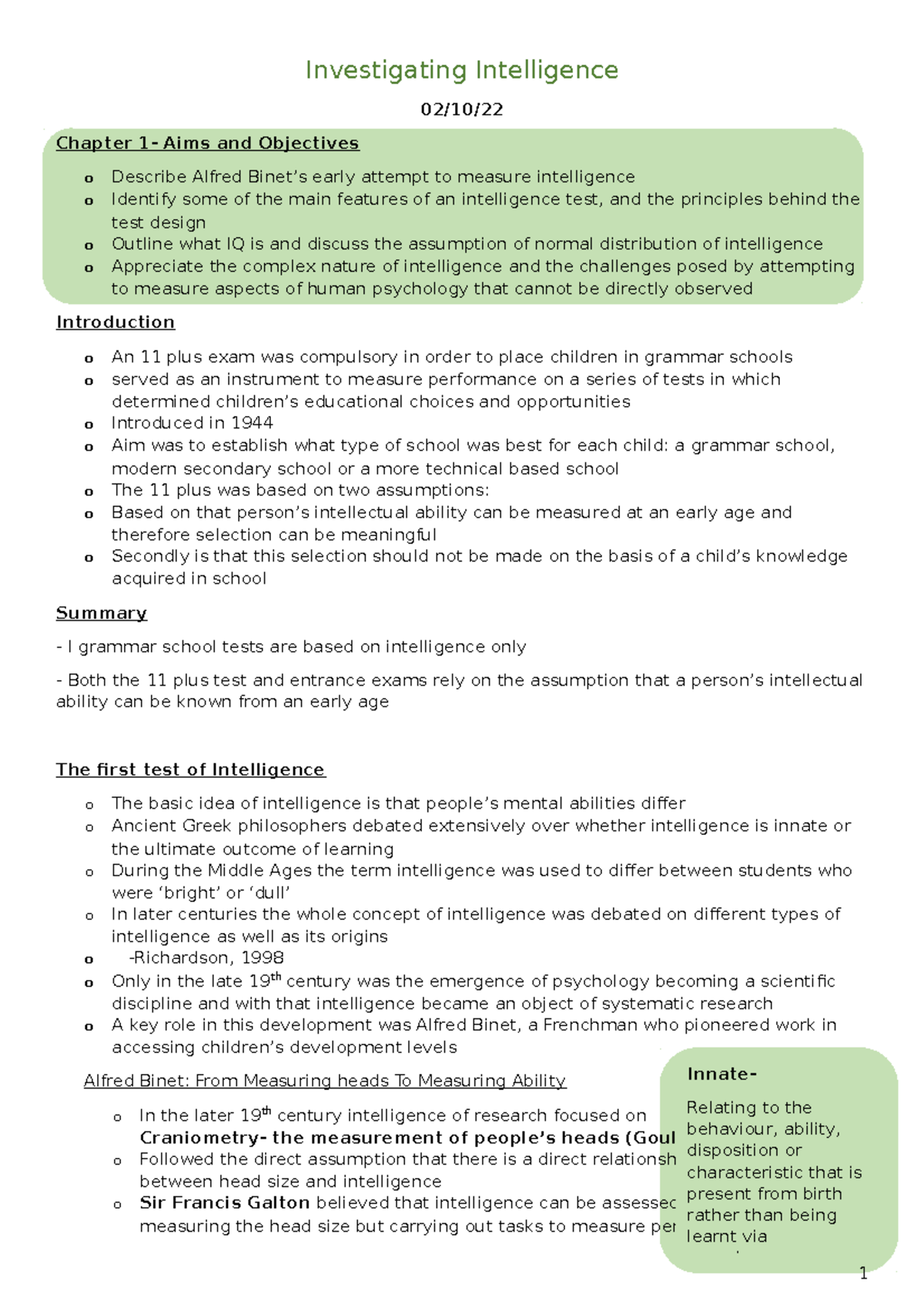 Investigating Intelligence - Investigating Intelligence 02/10/ Chapter ...