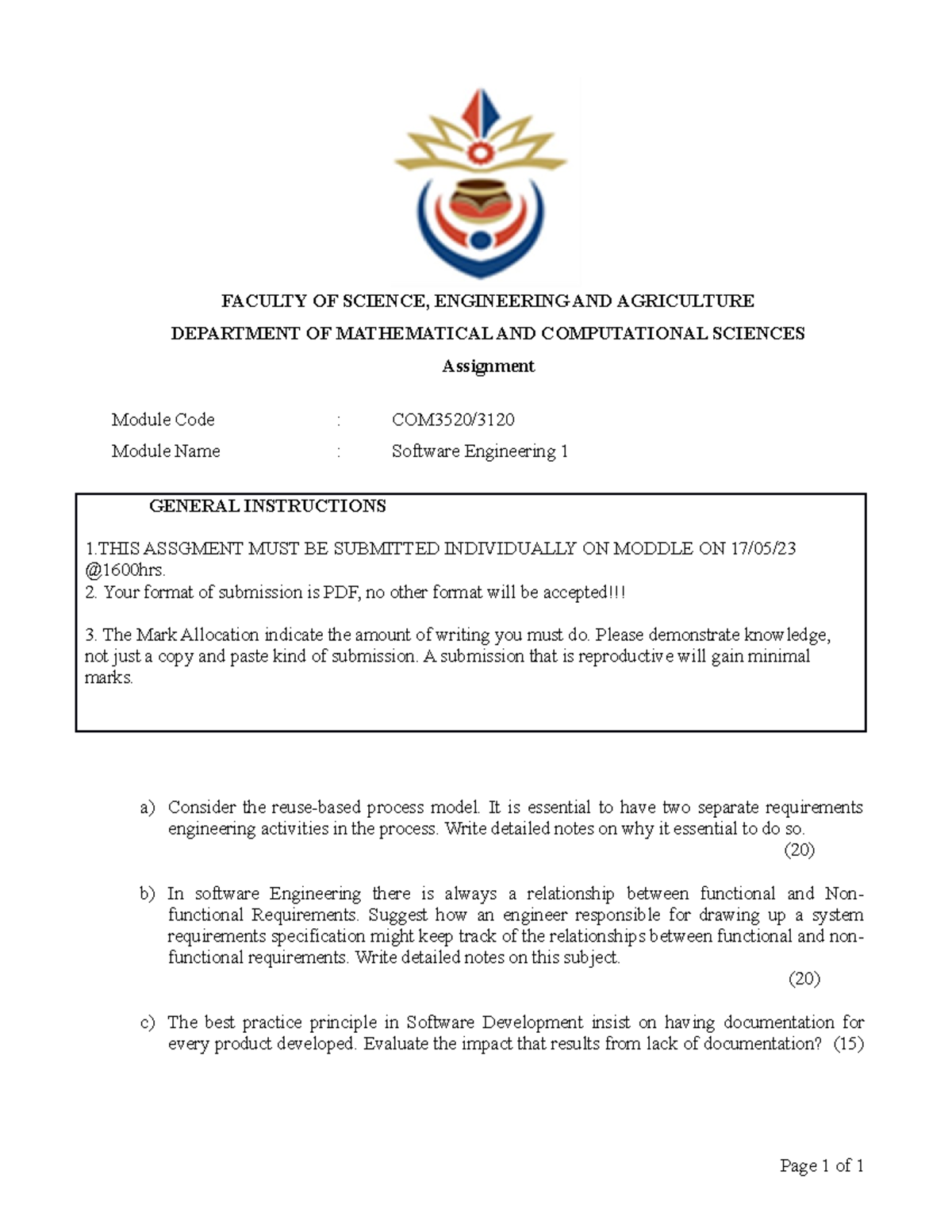 COM3120 Assignment 2023 - FACULTY OF SCIENCE, ENGINEERING AND ...