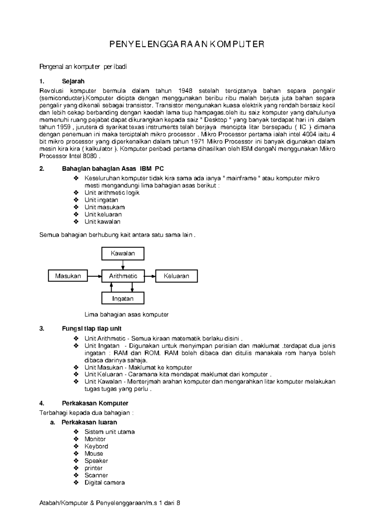 Penyelenggaraan-komputer - PENYELENGGARAAN KOMPUTER Pengenalan komputer ...