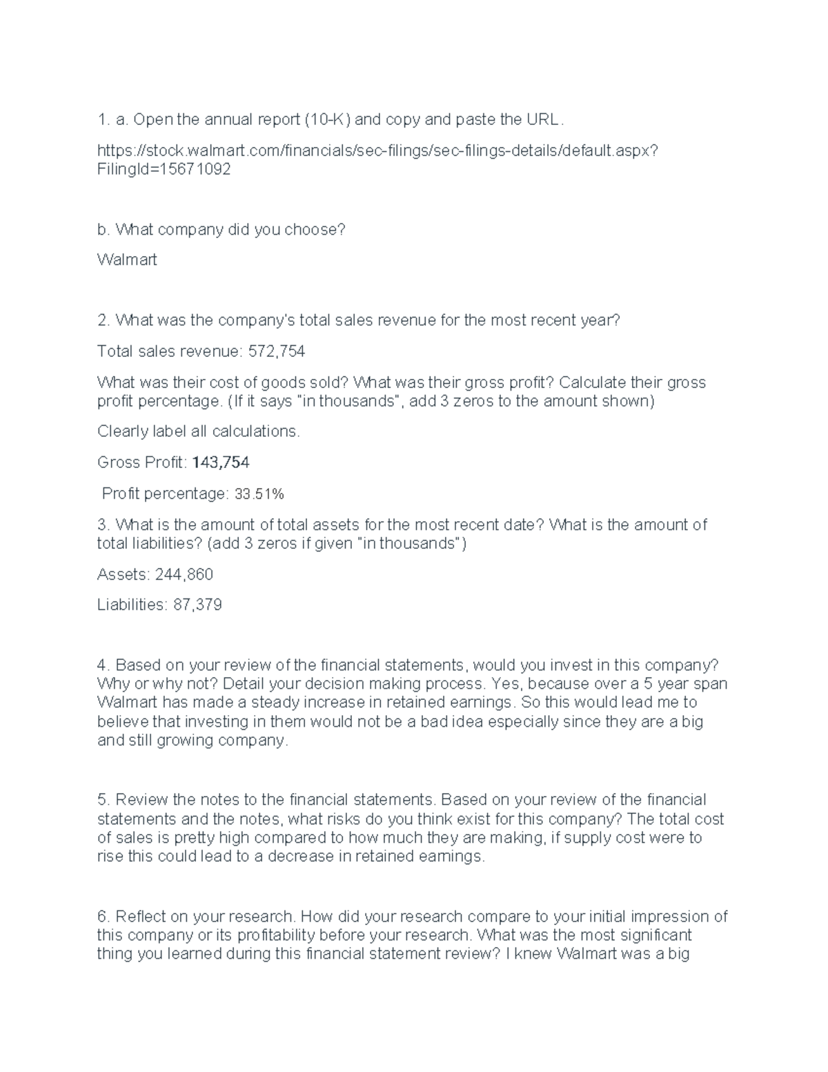 Accounting 10k - How to do a company's financial 10k - a. Open the ...