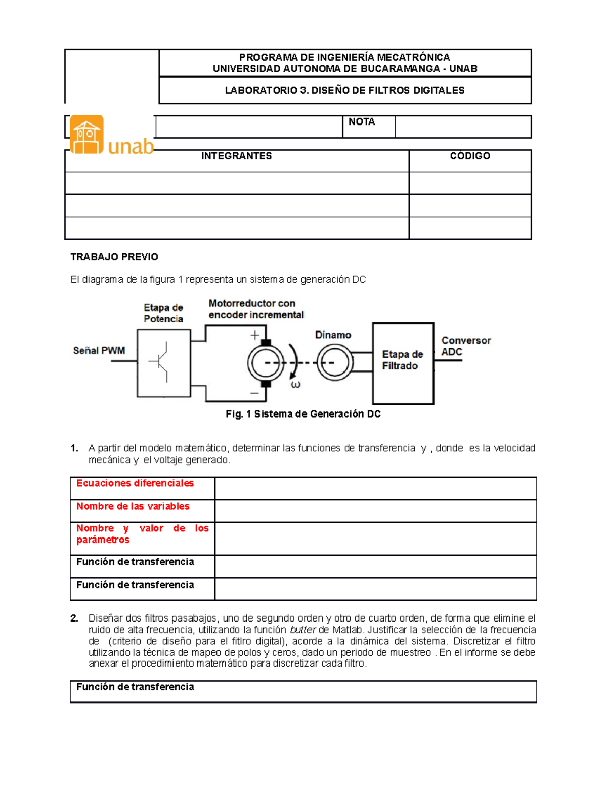 Lab Filtros digitales 2023 - NRC NOTA INTEGRANTES CÓDIGO TRABAJO PREVIO ...