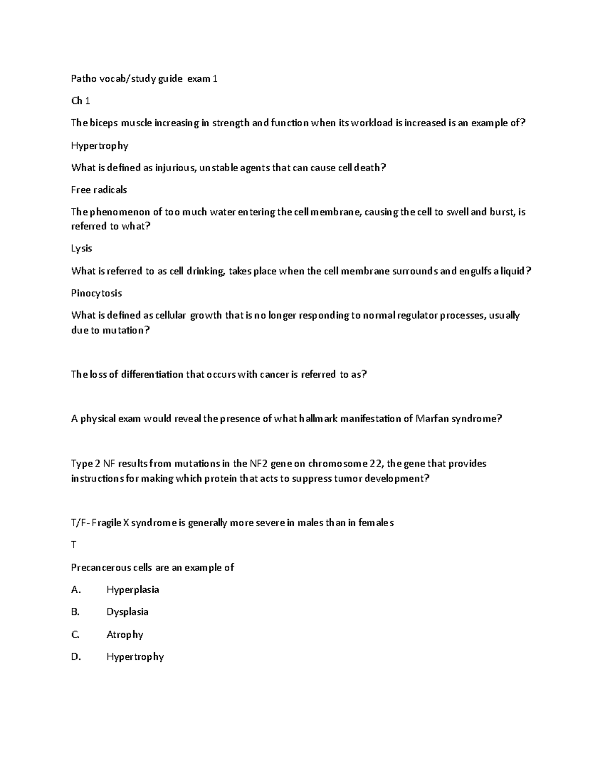 Patho study guide exam 1 - Patho vocab/study guide exam 1 Ch 1 The ...