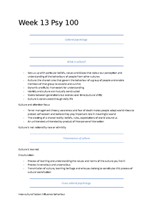 PSY100 Workbook Week 1 to 3 - WORKBOOK Week 1 to 3 PSY100 Introduction to Psychology A Dr Karina ...