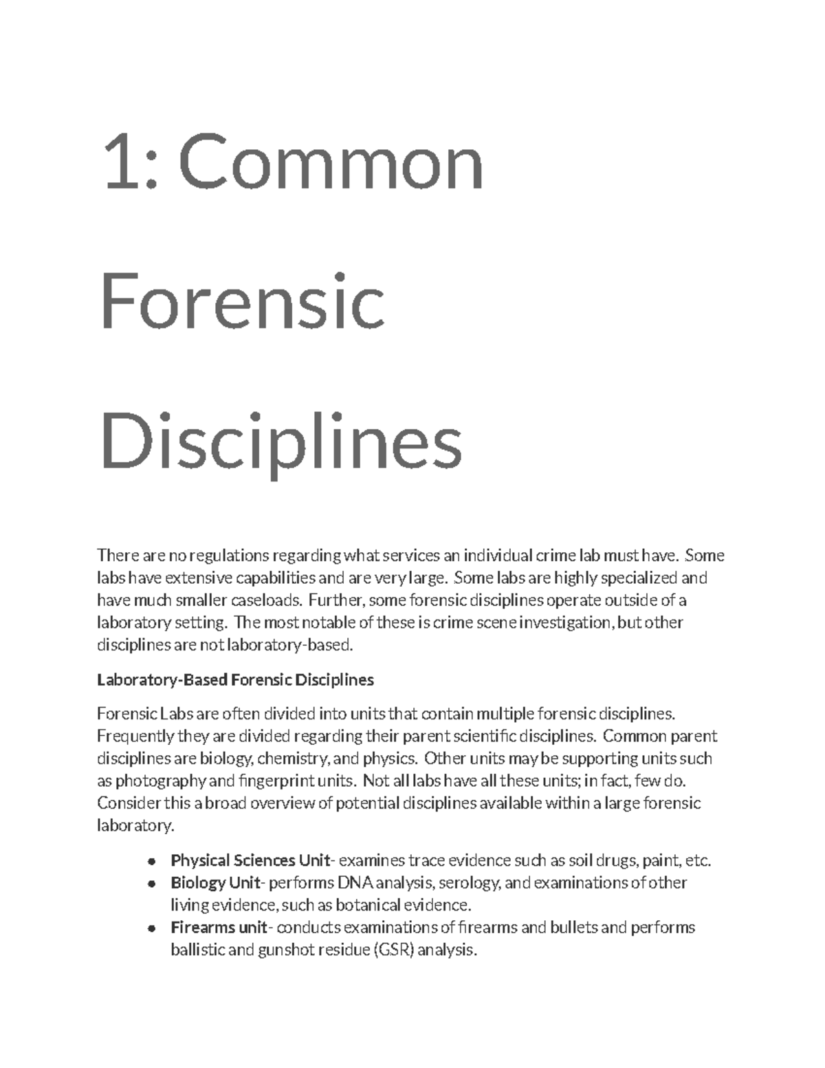 Untitled document - first week criminalistic notes - 1: Common Forensic ...