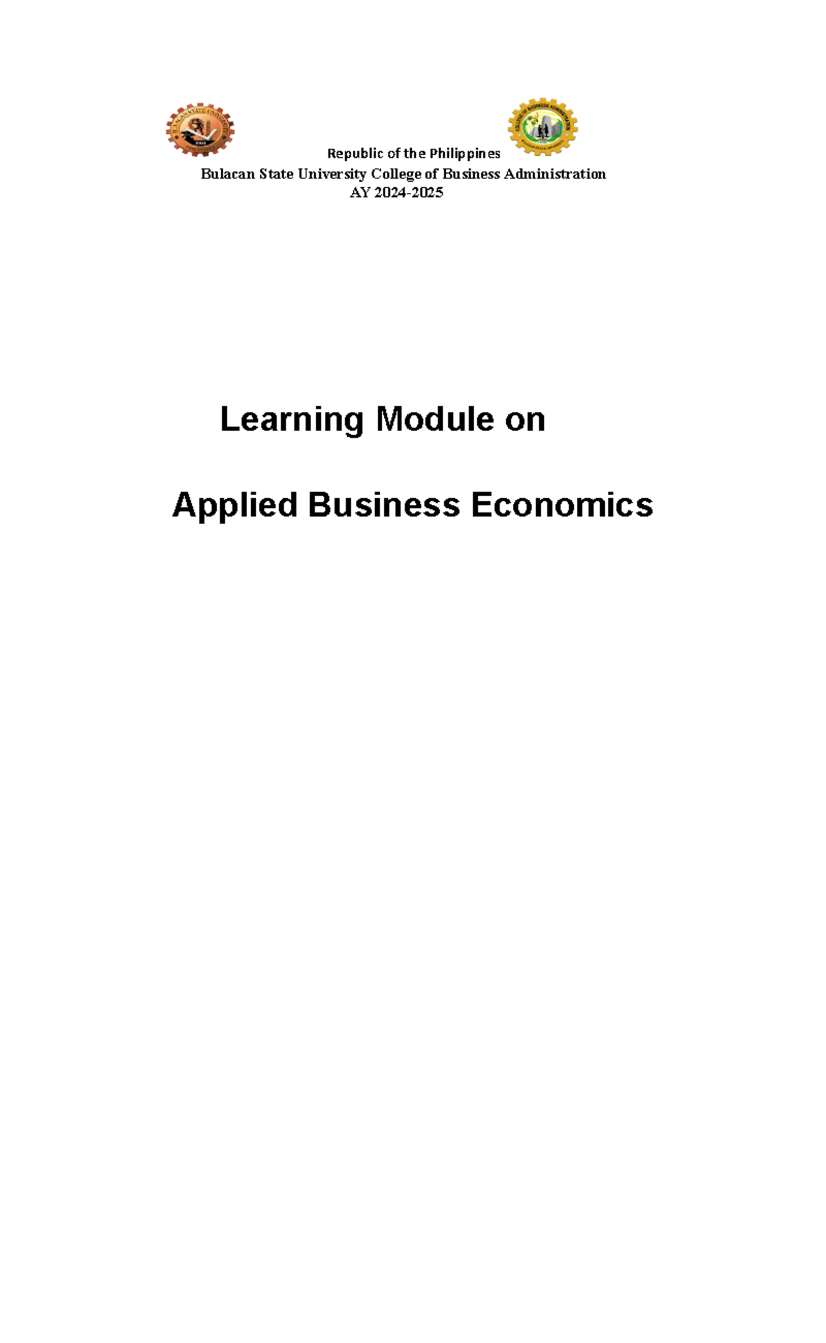 Module- Applied- Economics - Republic of the Philippines Bulacan State ...