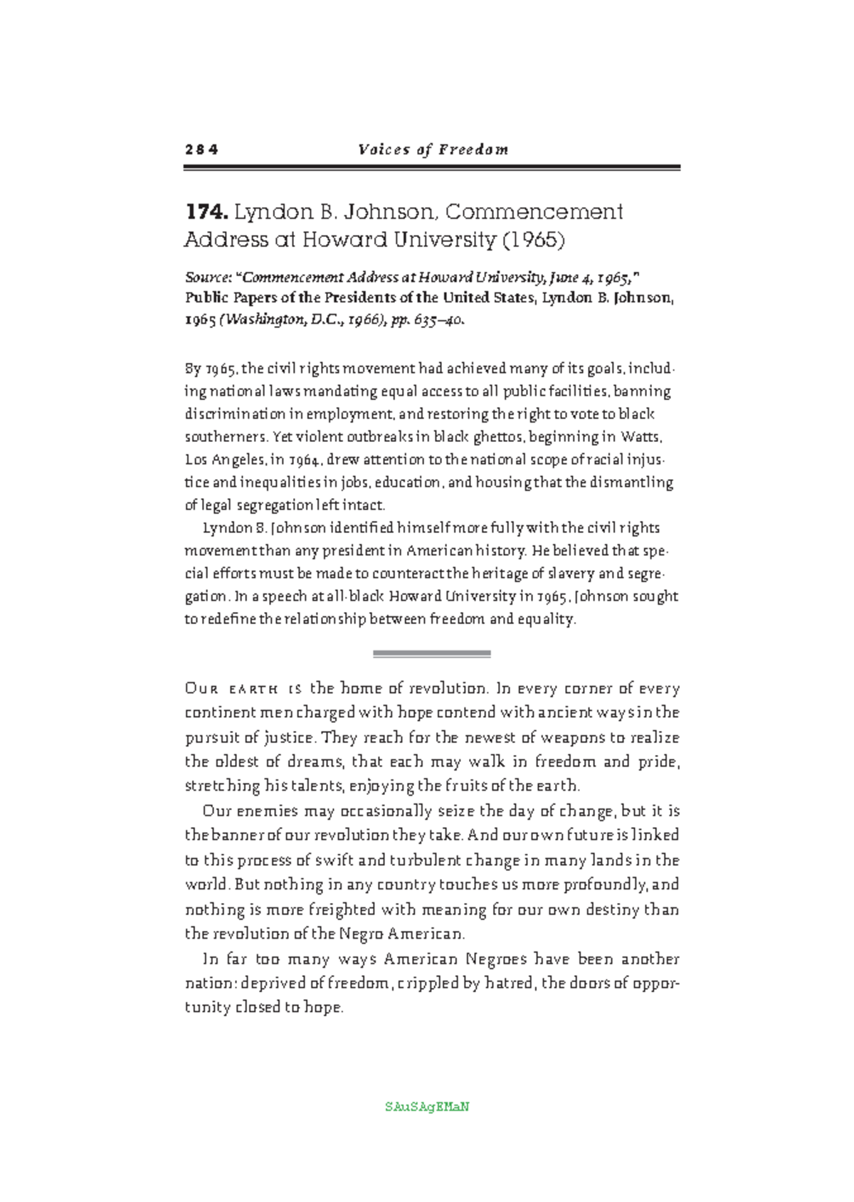 Johnson, Commencement Address - 2 8 4 Vo i c e s o f F r e e d o m 174 ...