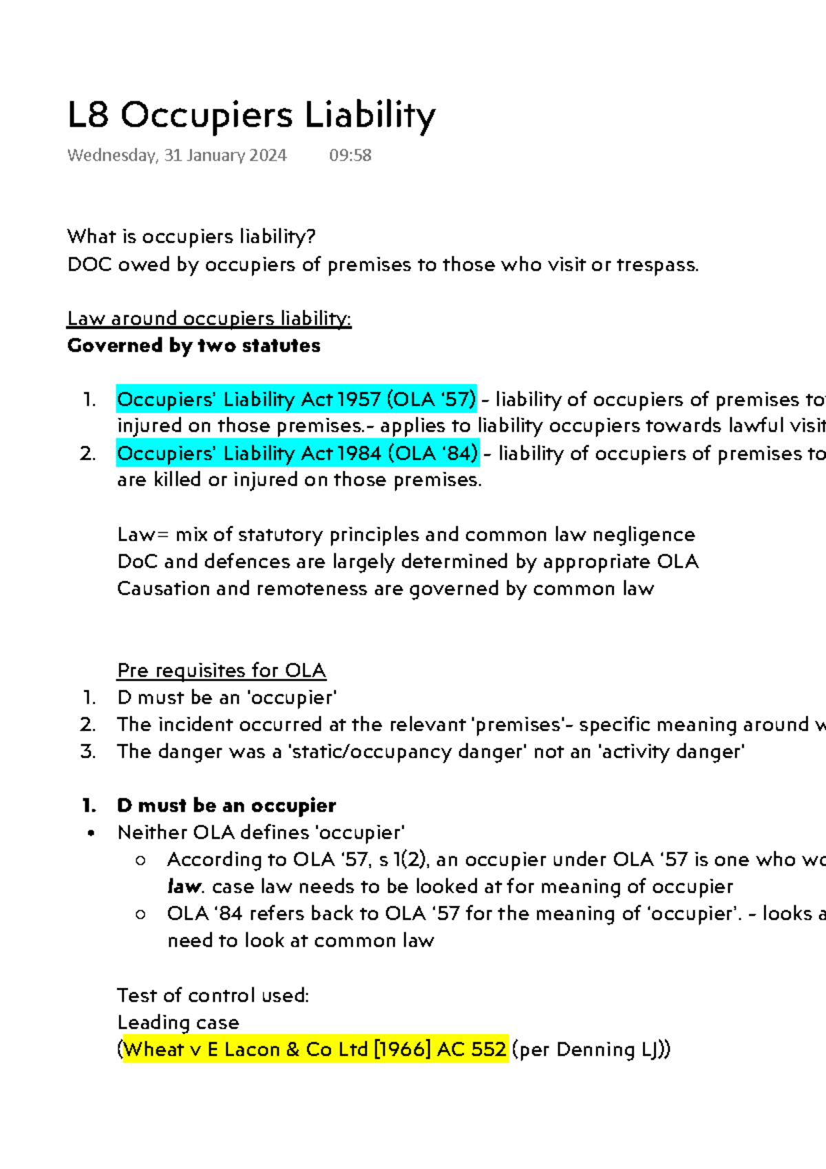 Occupiers Liability - What is occupiers liability? DOC owed by ...