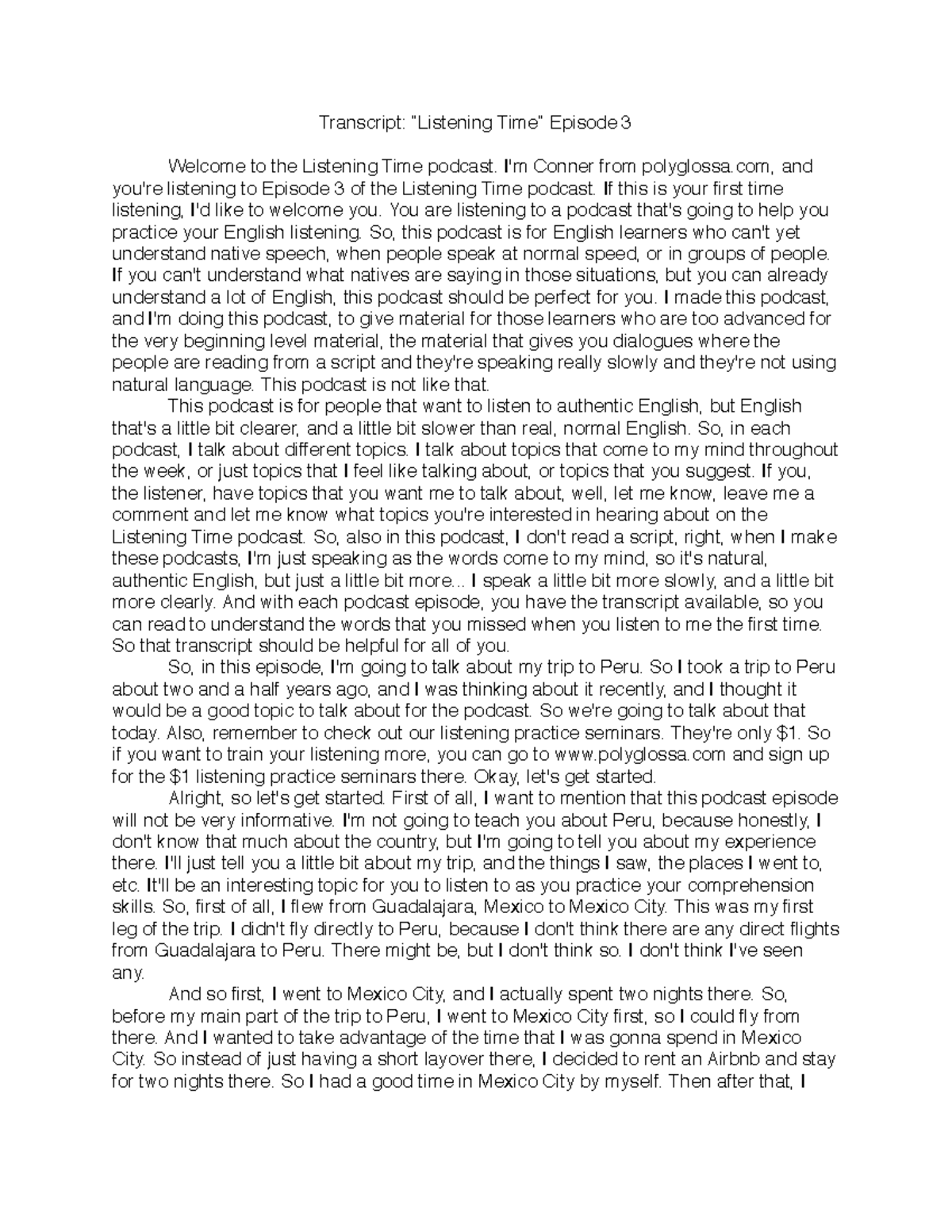 Episode 3 Transcript - Listening Time - Transcript: “Listening Time ...