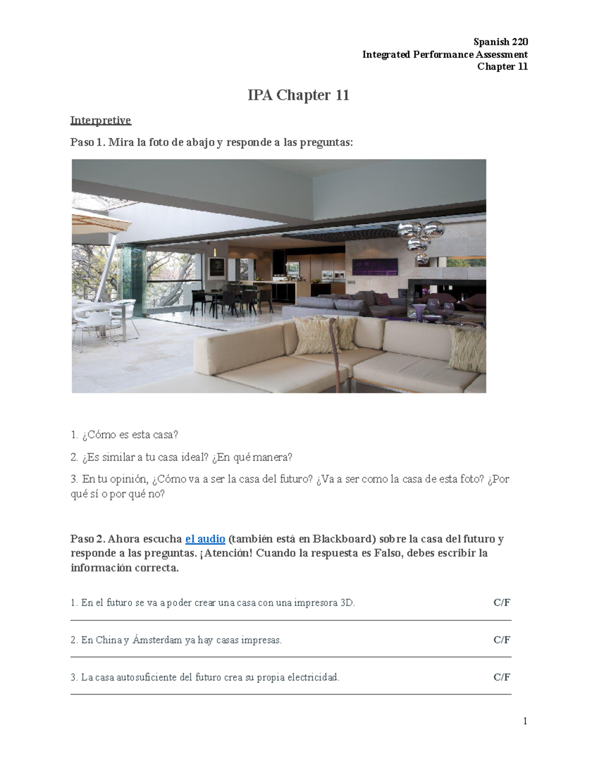 SPAN220 IPA CH11 Fall2019 - Integrated Performance Assessment Chapter ...