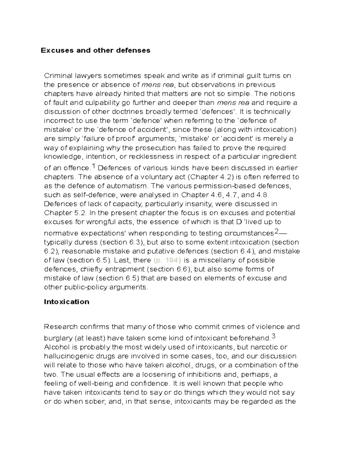 Excuses and other defenses - Excuses and other defenses Criminal ...