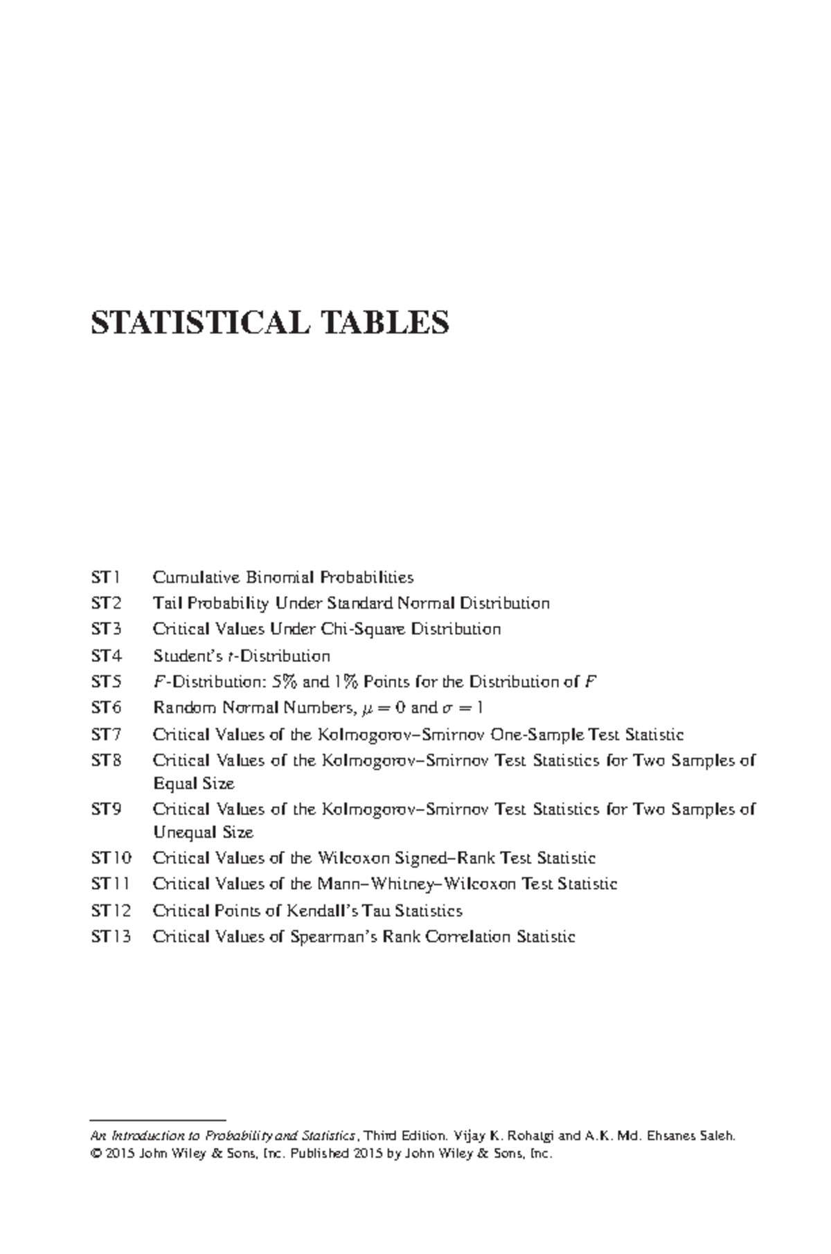 MA3391 P&S-Study Materials - STATISTICAL TABLES ST1 Cumulative Binomial ...