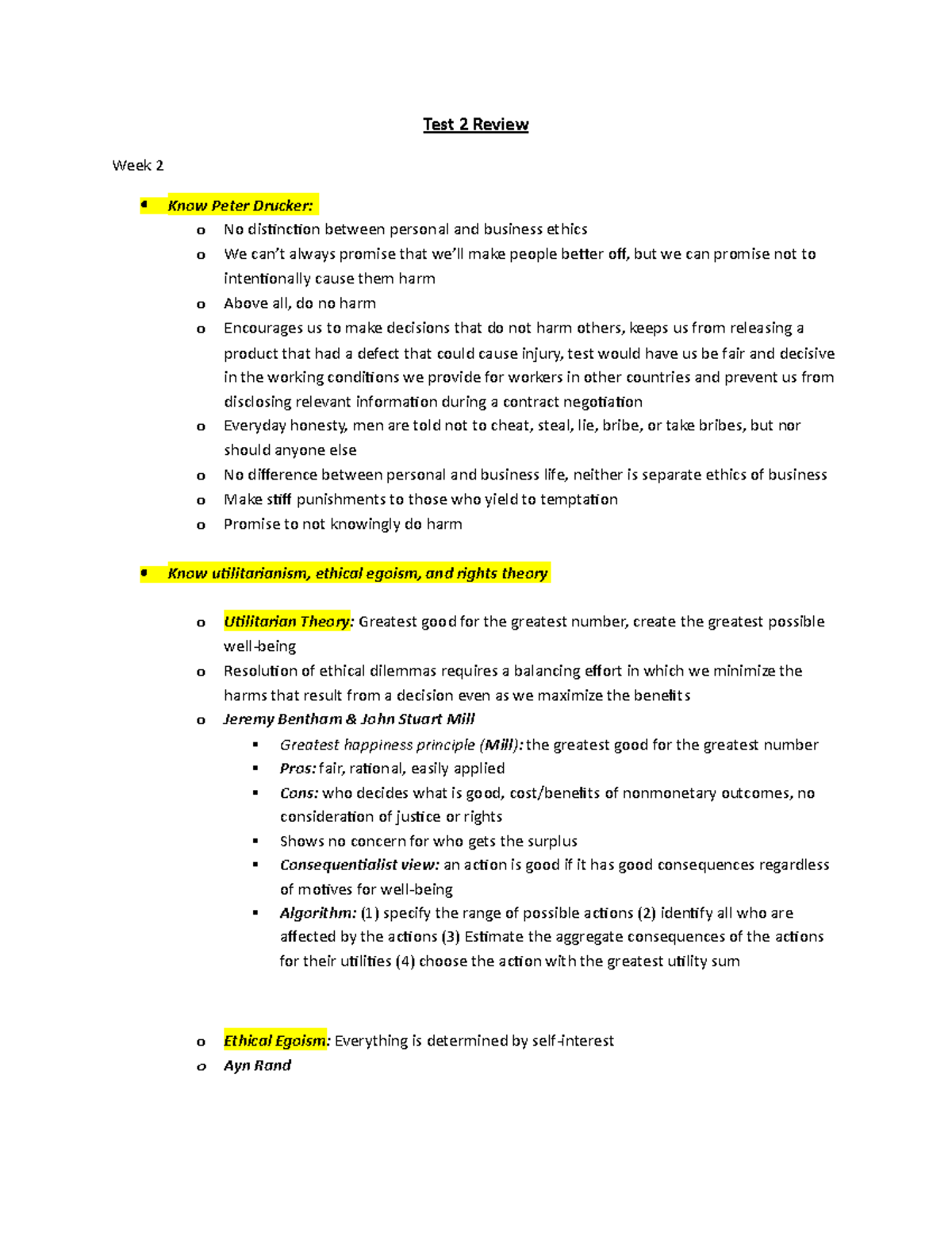 Lecturenotesforsecondhalfofcourse - Test 2 Review Week 2 Know Peter ...