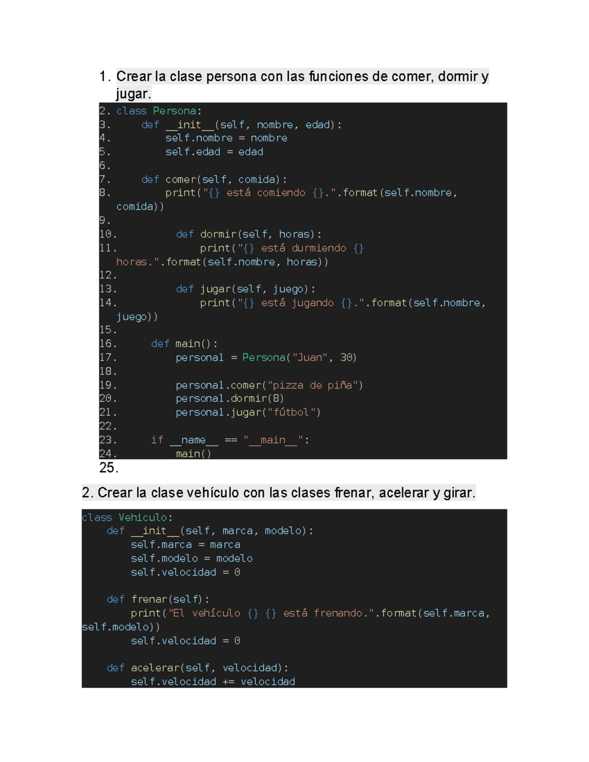 Crear la clase persona con las funciones de comer 15 - 1. Crear la ...