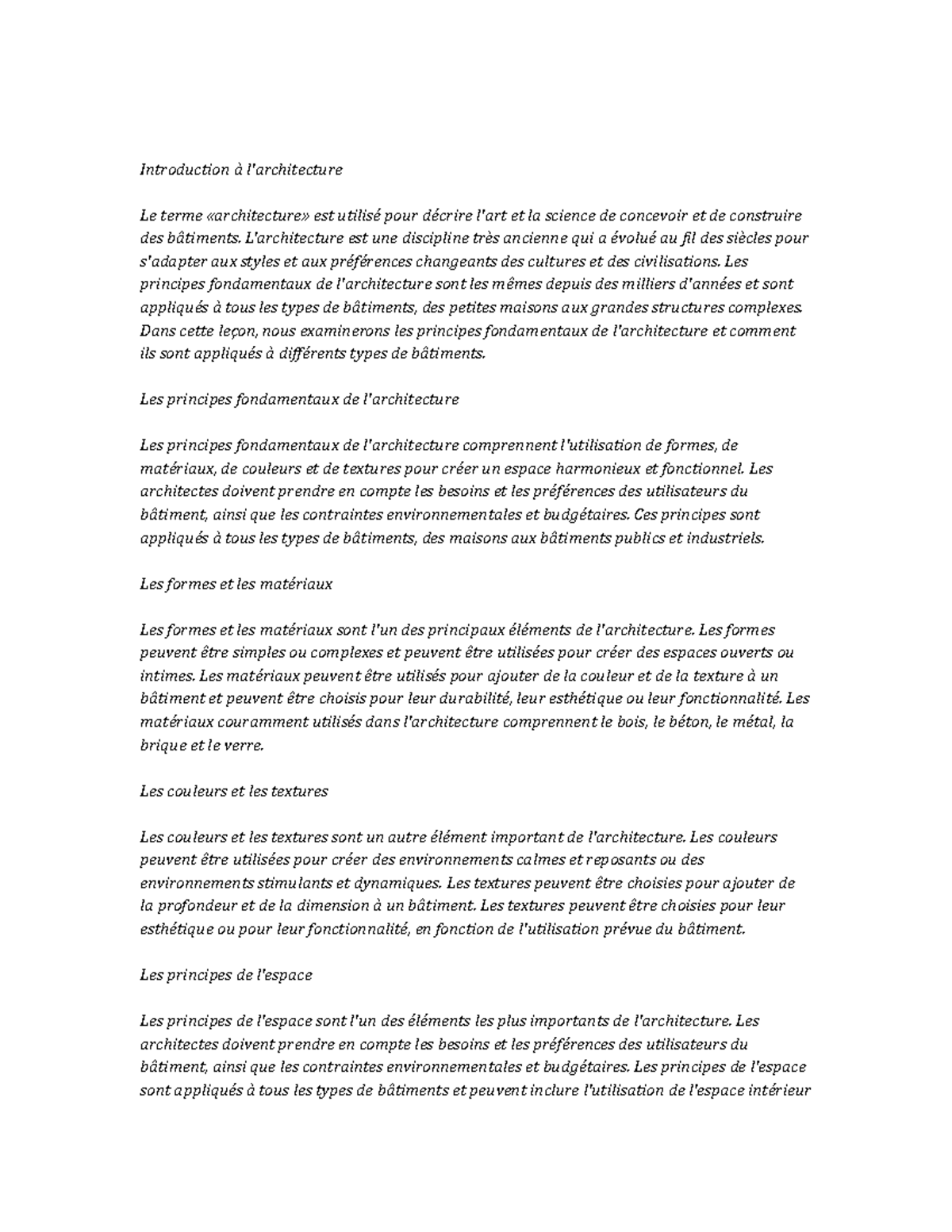 Architecture Notes de cours - Introduction à l'architecture Le terme ...