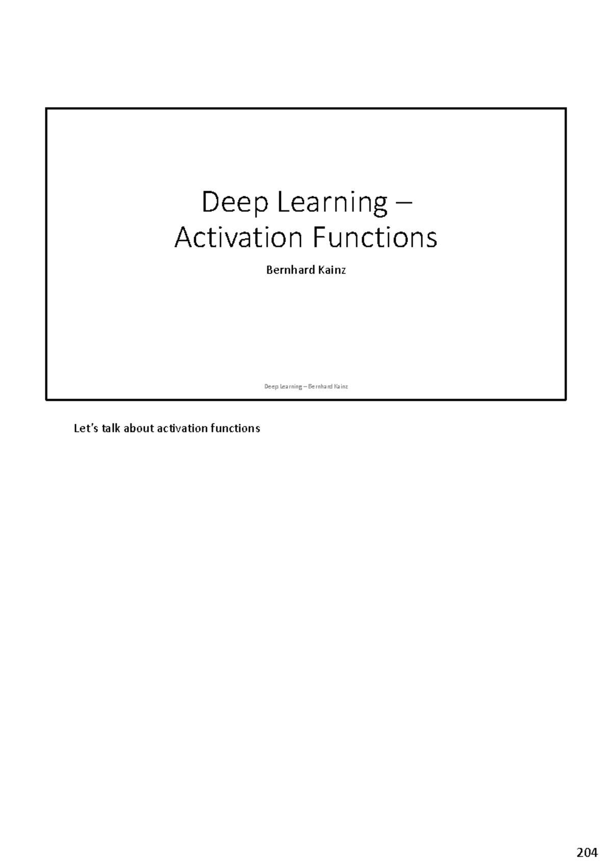 Activations - course material - Deep Learning – Activation Functions ...