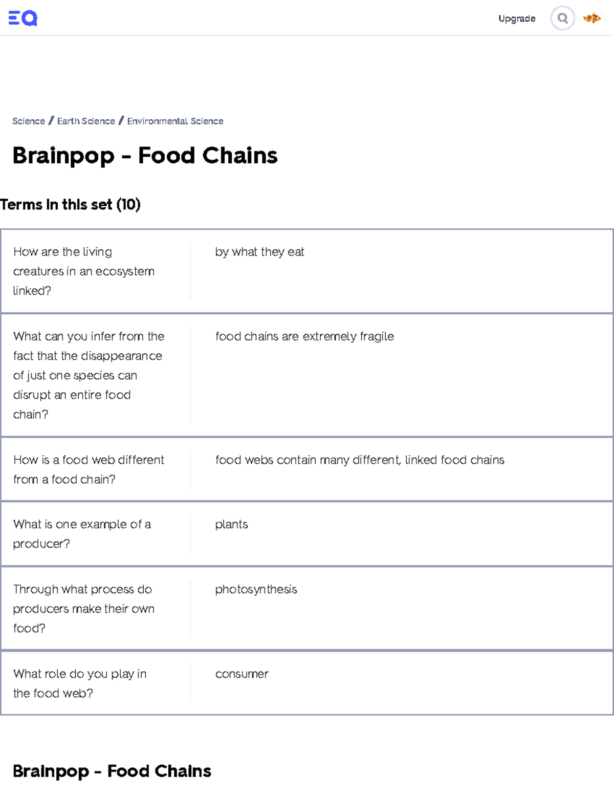 intro to environmental science educative material - Upgrade Brainpop ...