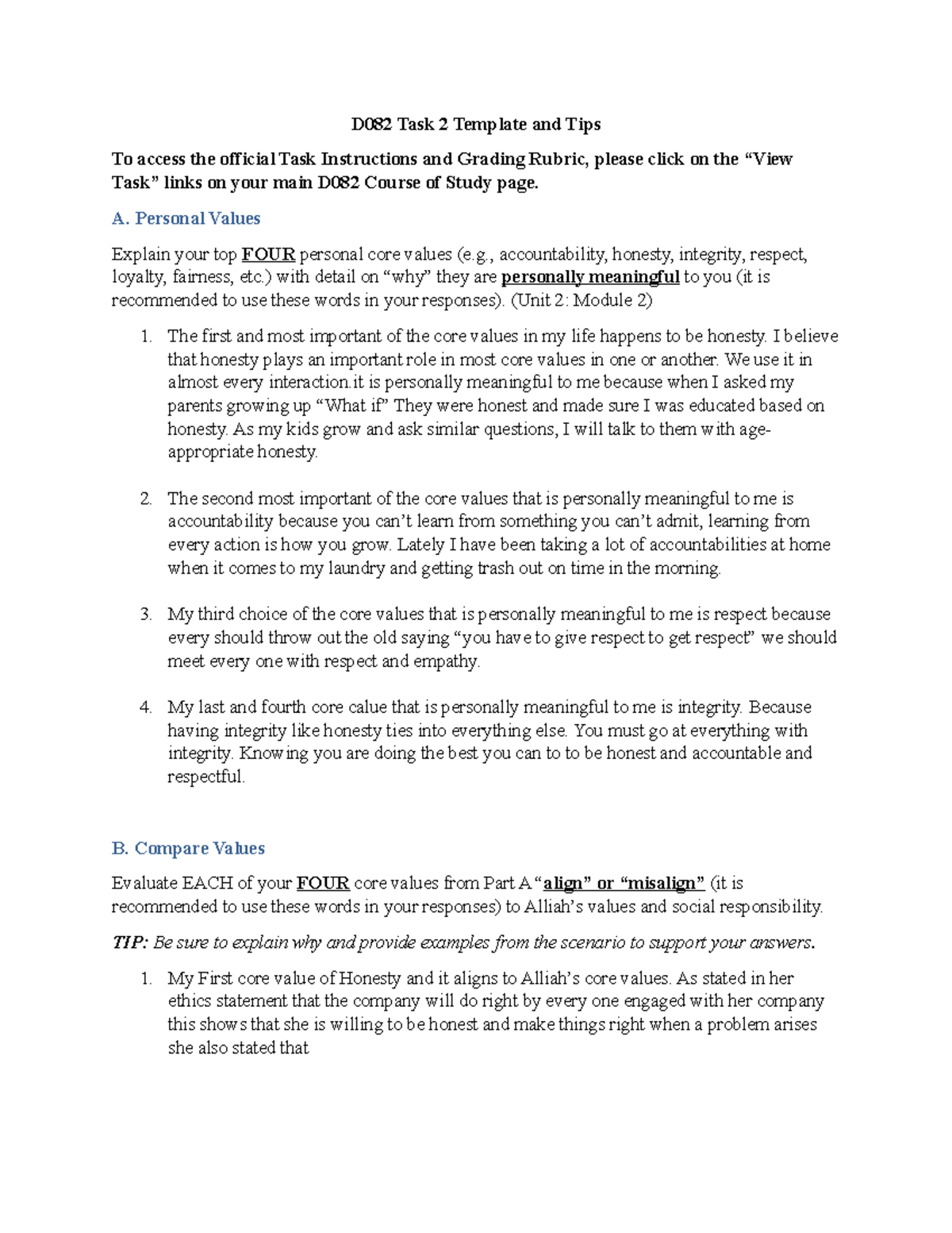 Task 2 - Essay - D082 Task 2 Template and Tips To access the official ...