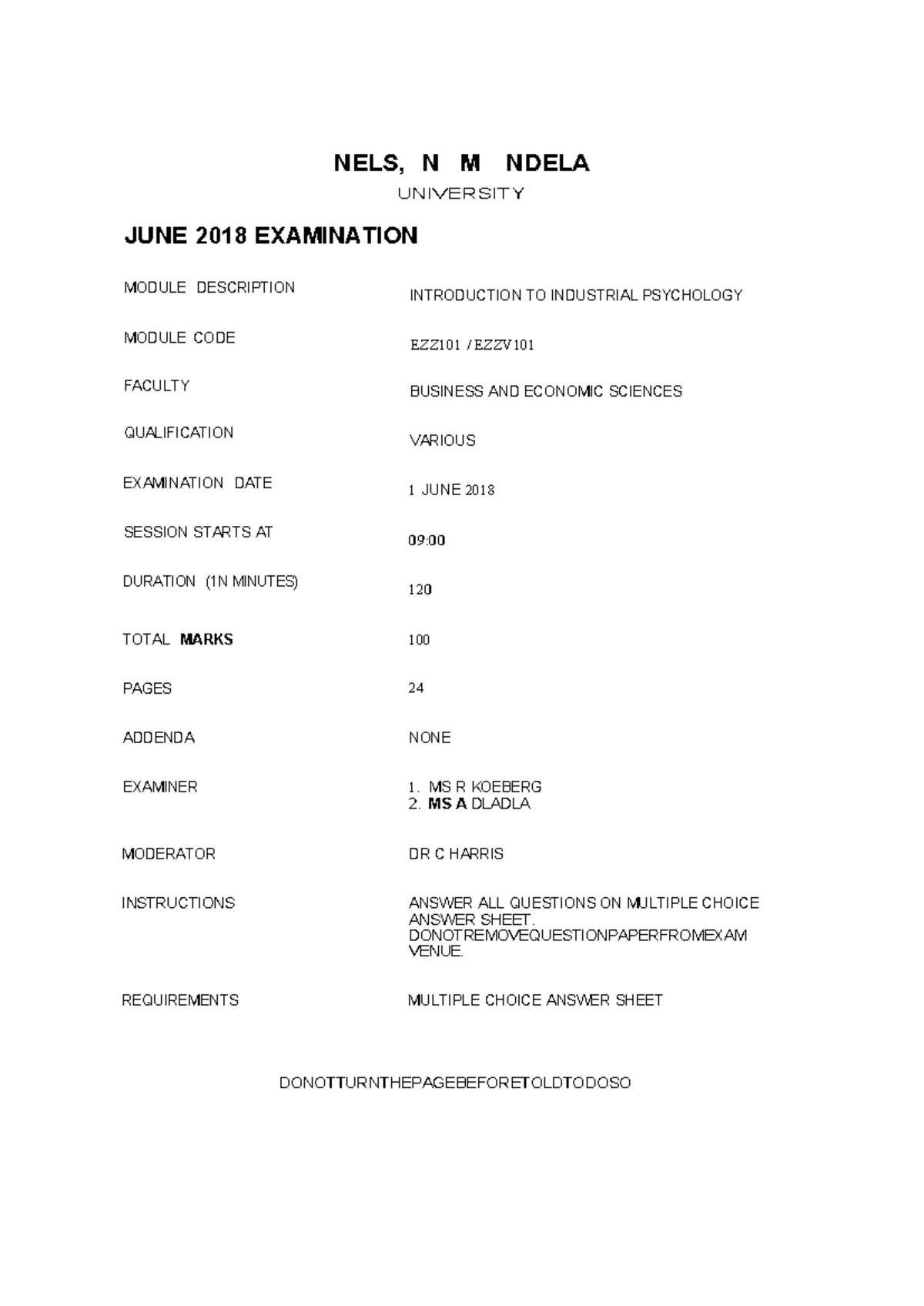 EZZ 101 JUN 2018 - past paper - NELS, N M NDELA UNIVERSITY JUNE 2018 ...