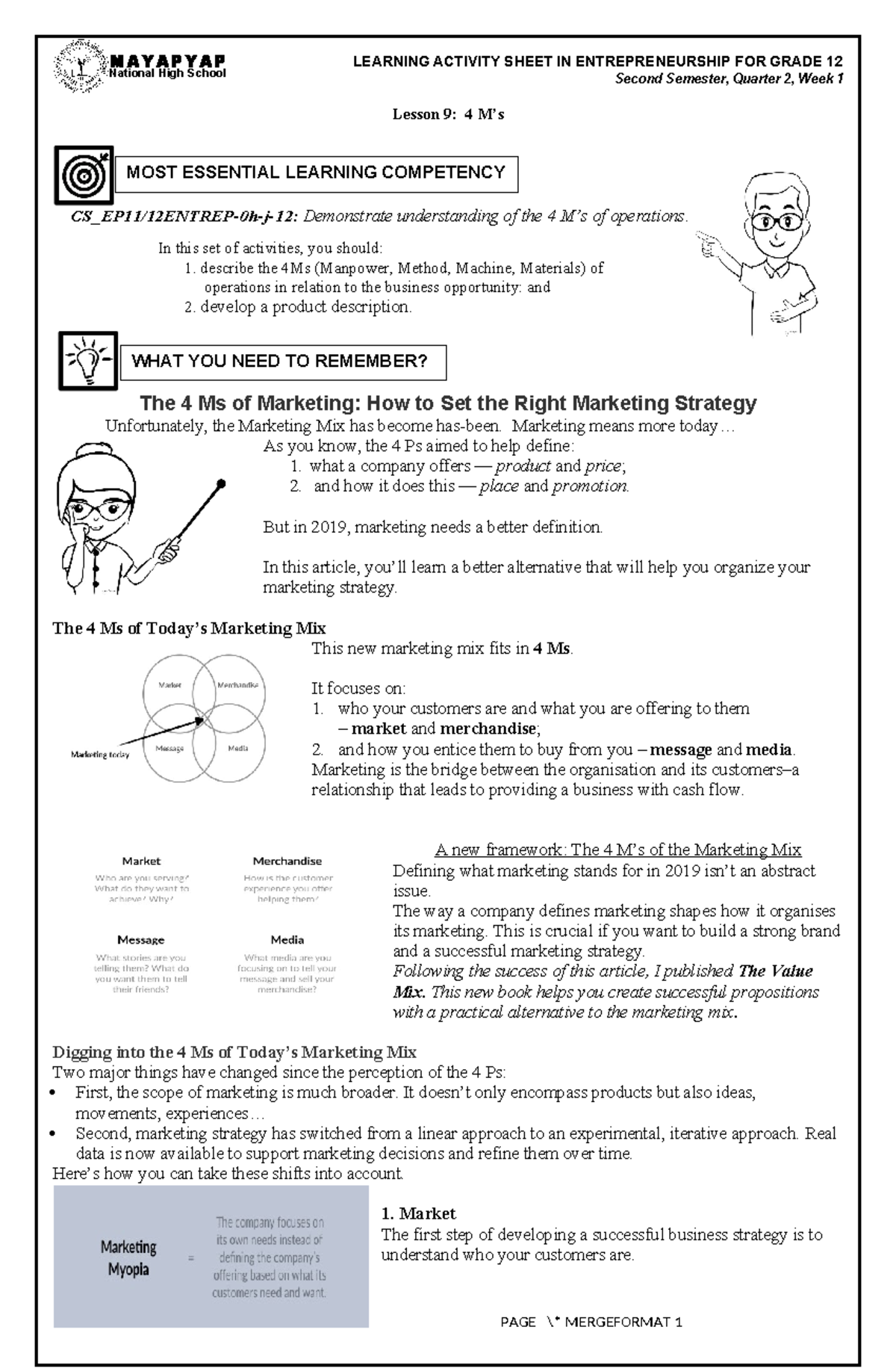 Entrep 2nd Sem quarter 2 week 1 - LEARNING ACTIVITY SHEET IN ...