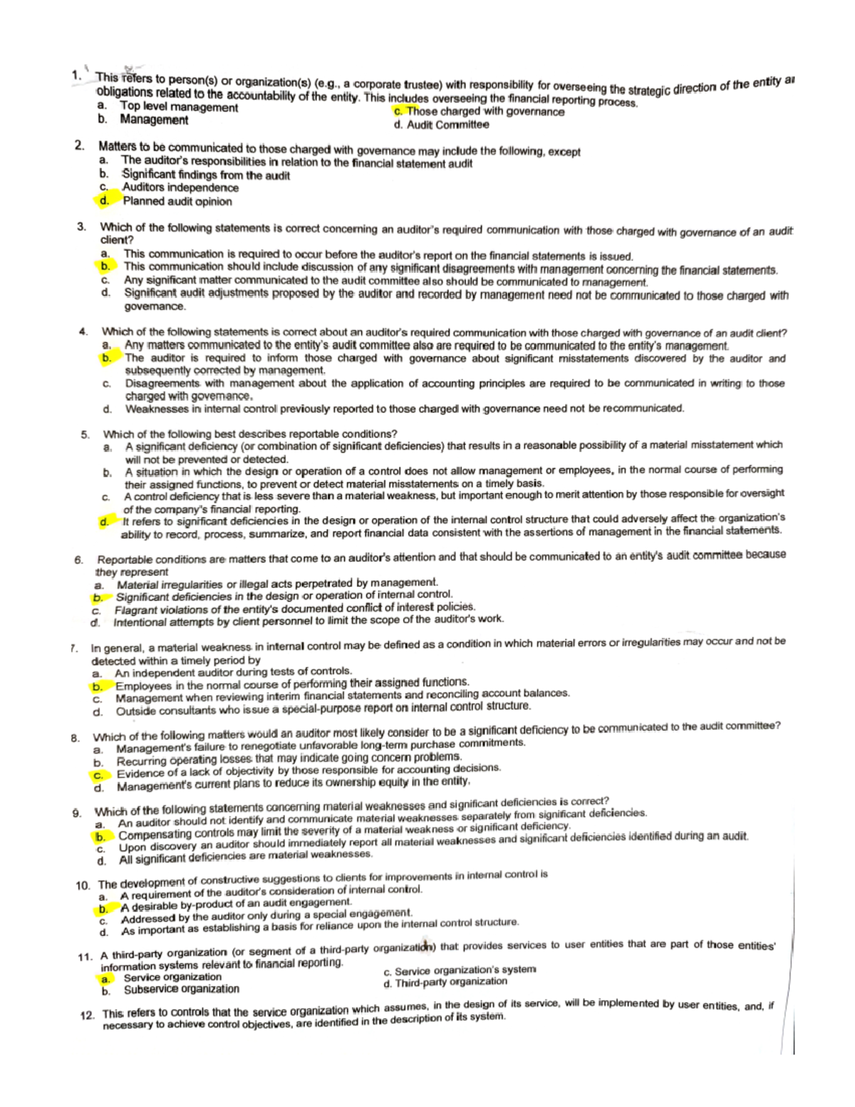 Audit Qs - Bachelor of Science in Accountancy - Studocu