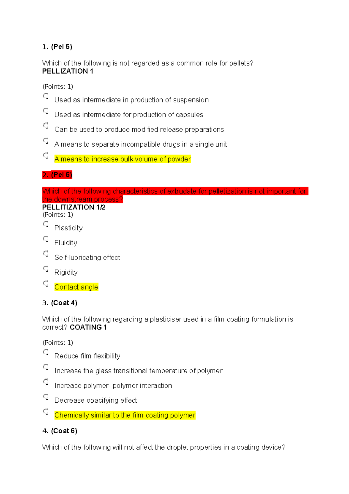 Exam November 2018, questions and answers - (Pel 5) Which of the ...
