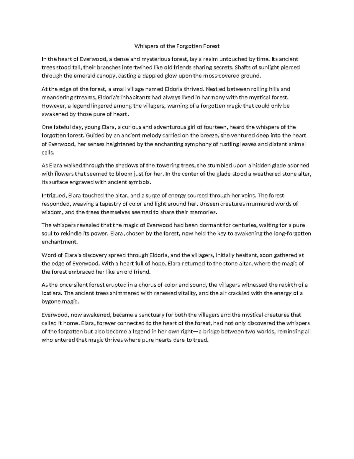 Short Story - Whispers of the Forgotten Forest In the heart of Everwood ...