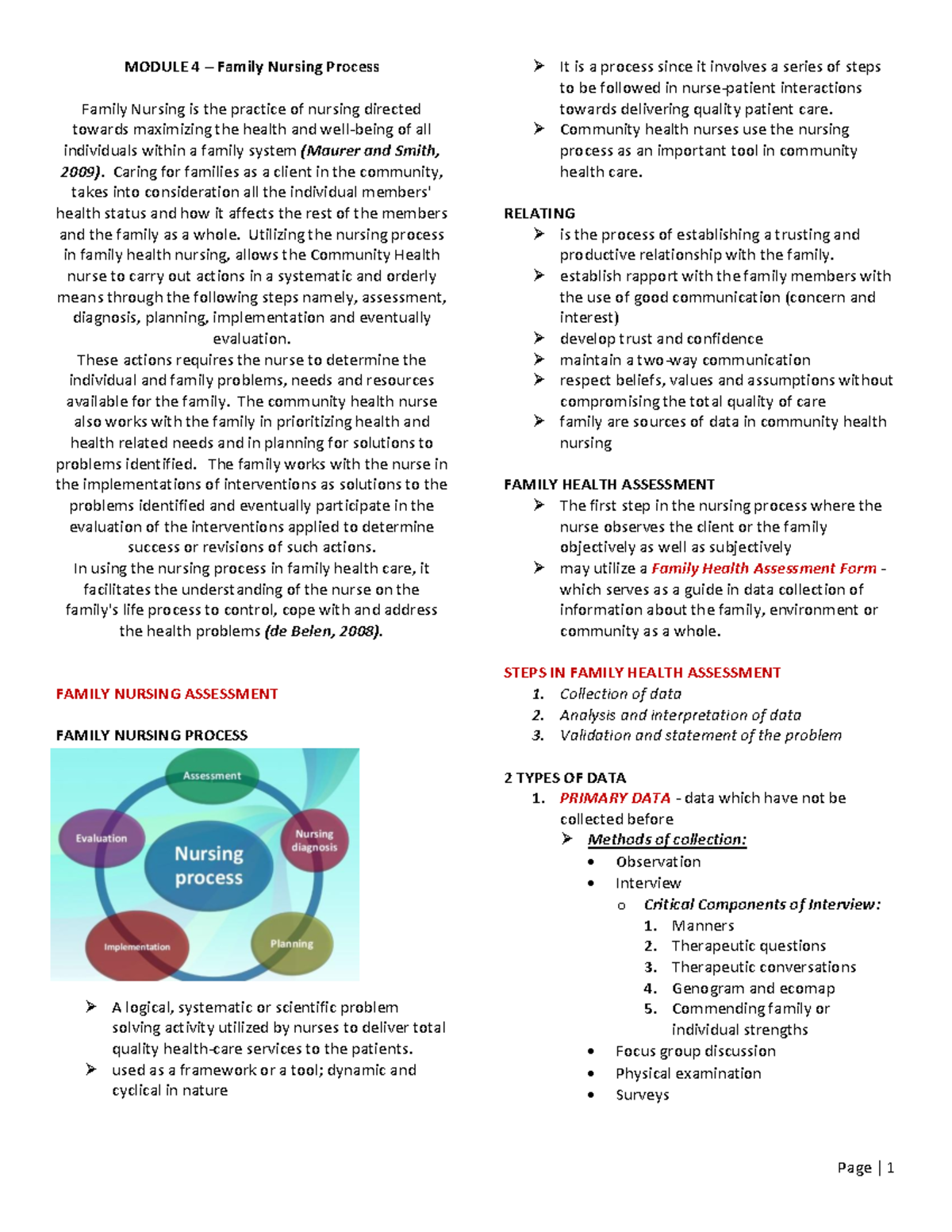 521322498 Module 4 Family Nursing Process - MODULE 4 – Family Nursing ...