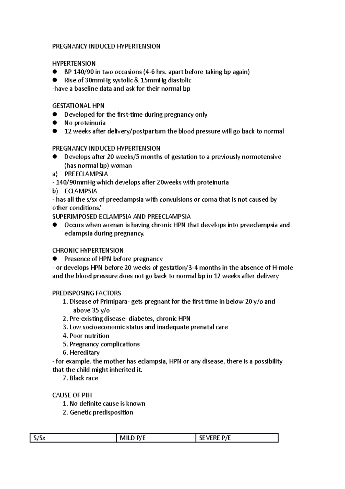 01.1 - PIH - PREGNANCY INDUCED HYPERTENSION - PREGNANCY INDUCED ...