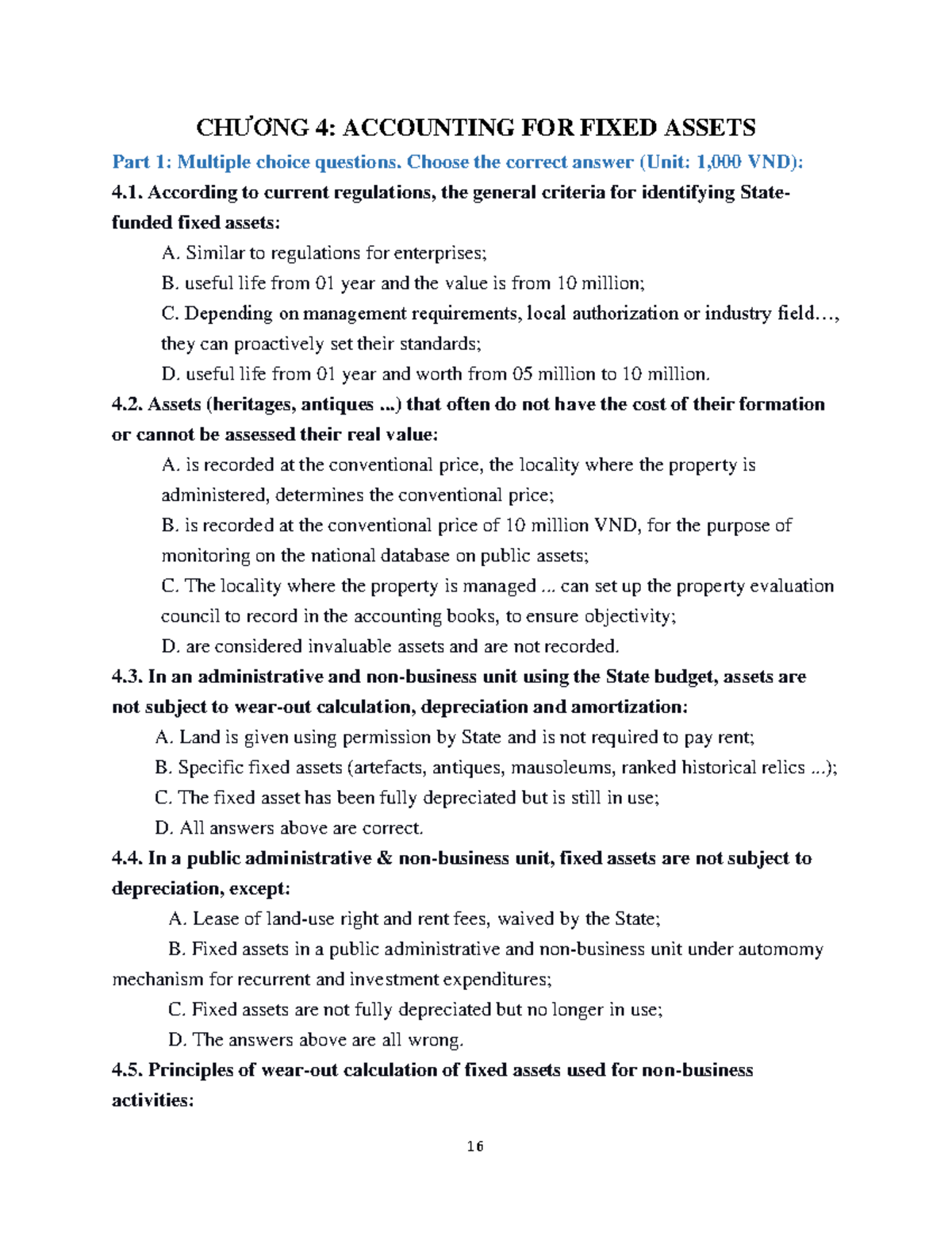 Chap 4 - Exercises Chapter 4 - ChƯƠng 4 : Accounting For Fixed Assets