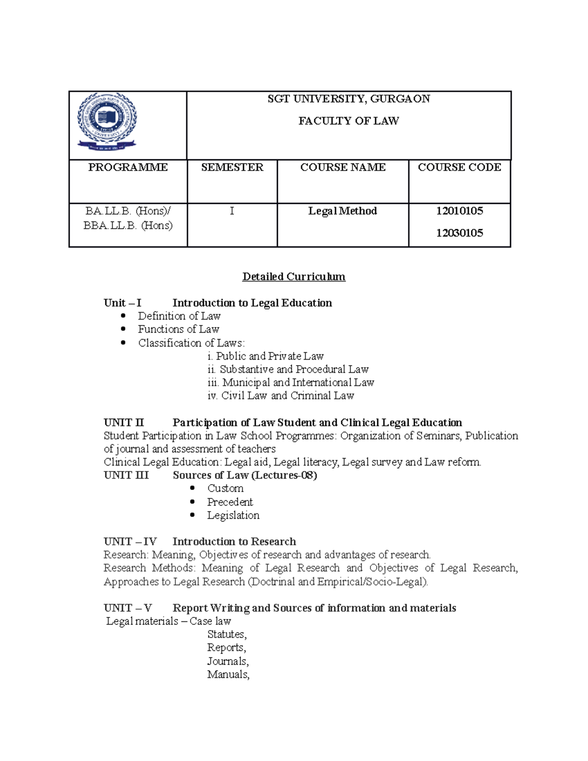 Legal Method-BA - It will enhance your experience and knowledge - SGT ...