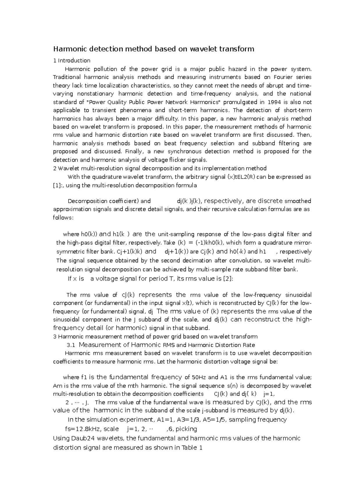 Harmonic detection method based on wavelet transform - Traditional harmonic analysis methods and ...
