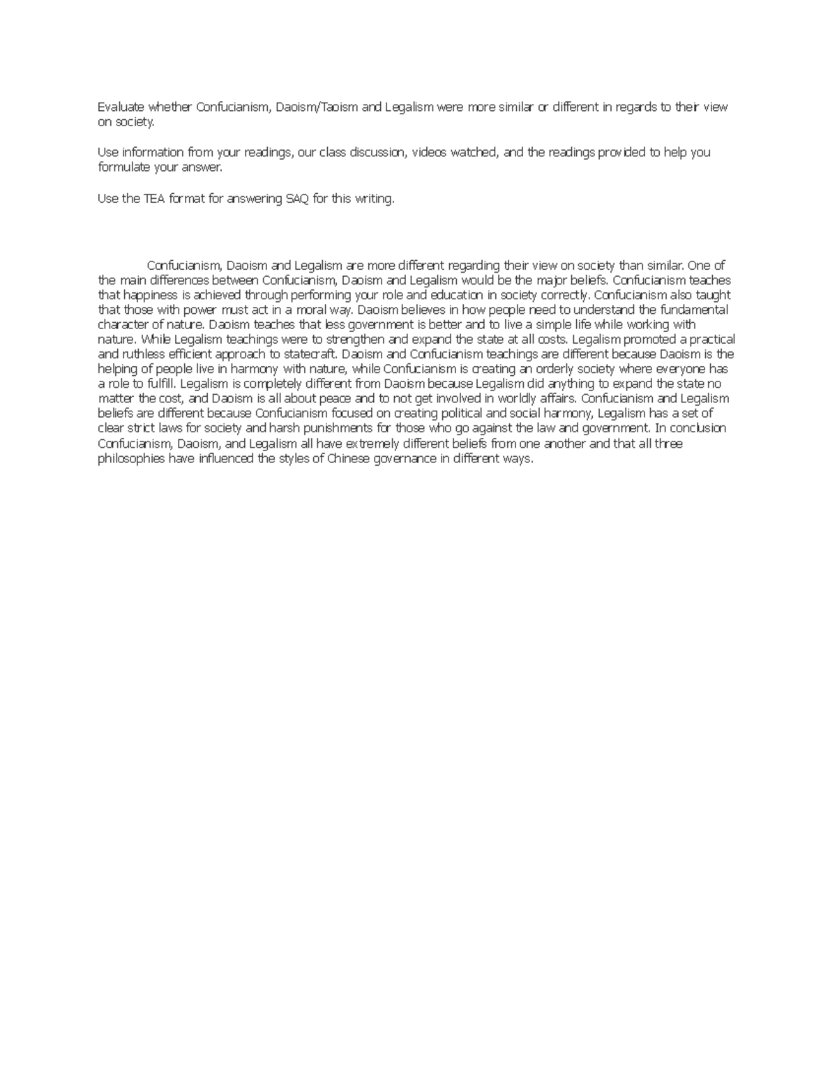 Confucianism Daoism Legalism - Evaluate whether Confucianism, Daoism ...