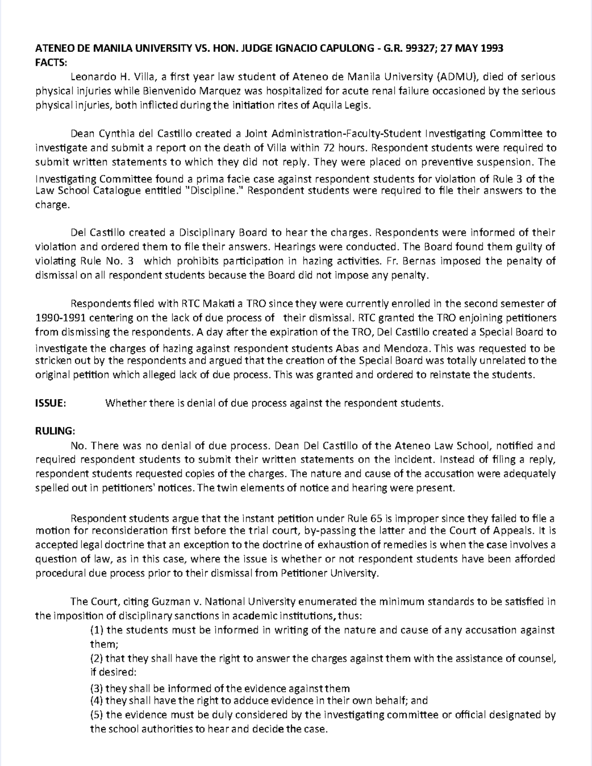 Pdf-admu-vs-capulong-due-process compress - ATENEO DE MANILA UNIVERSITY ...